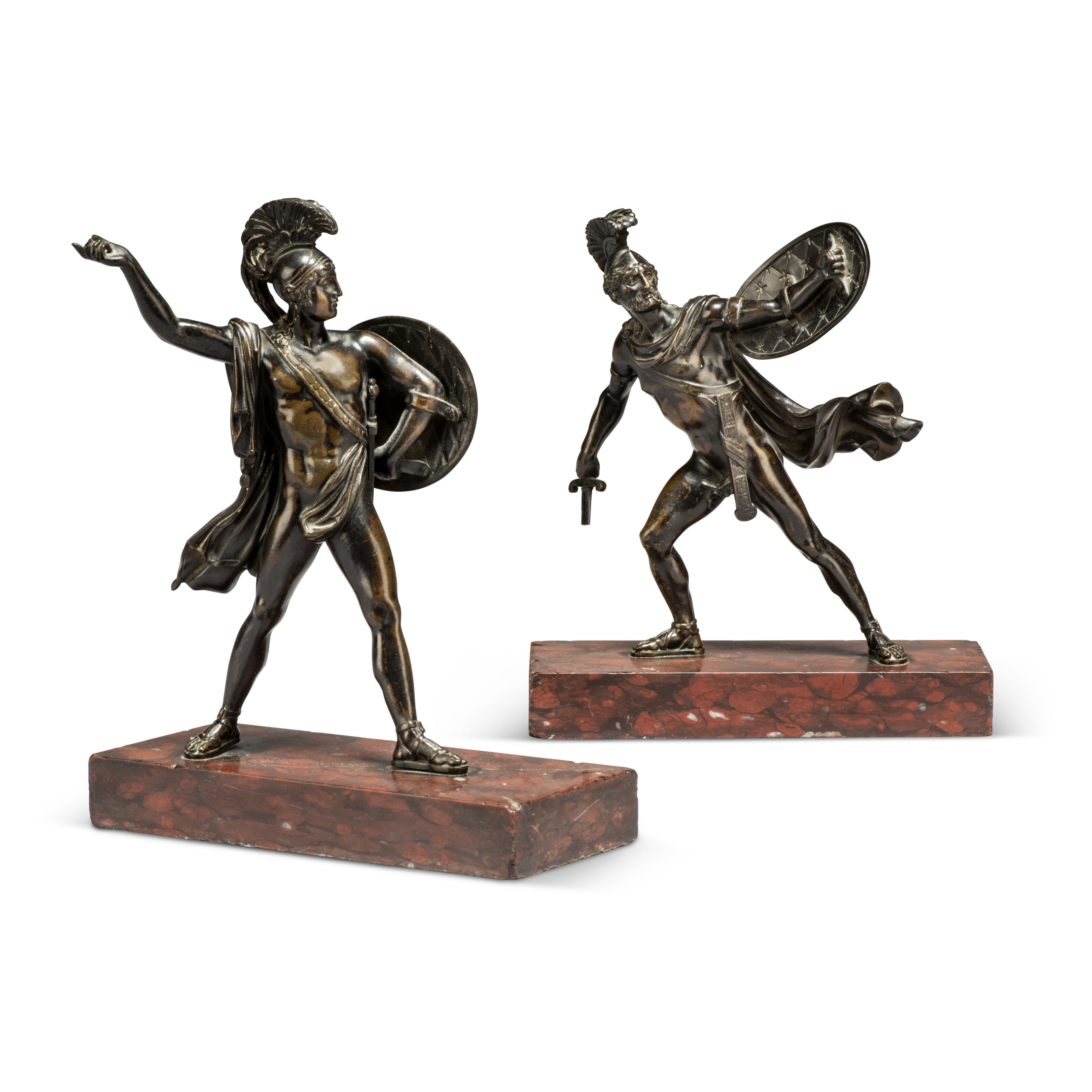 A PAIR OF LACQUERED-BRONZE MODELS OF GLADIATORS, 19TH CENTURY, AFTER ...