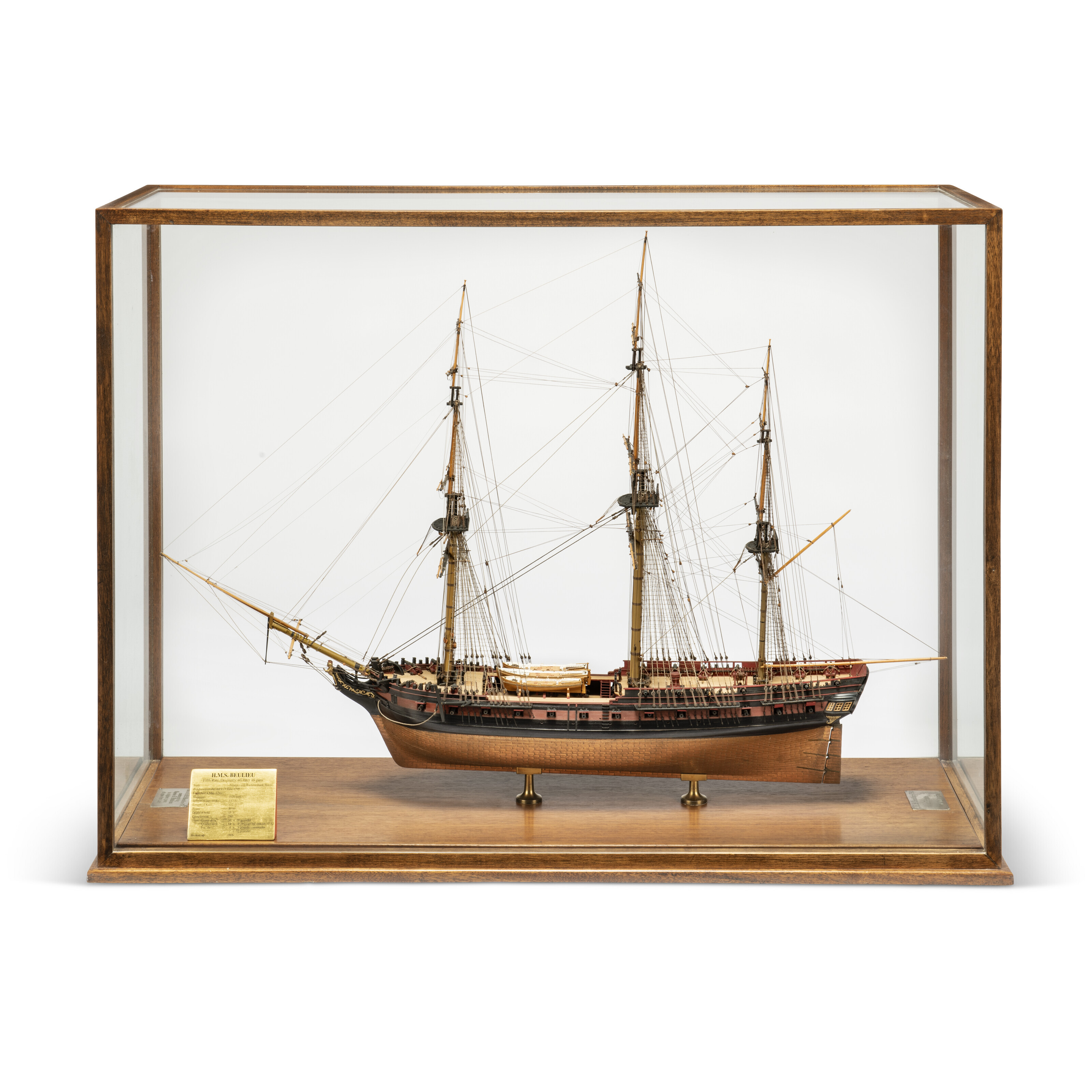 A FULLY RIGGED AND PLANKED STAINED WOOD AND COPPER CLAD MODEL OF THE ...