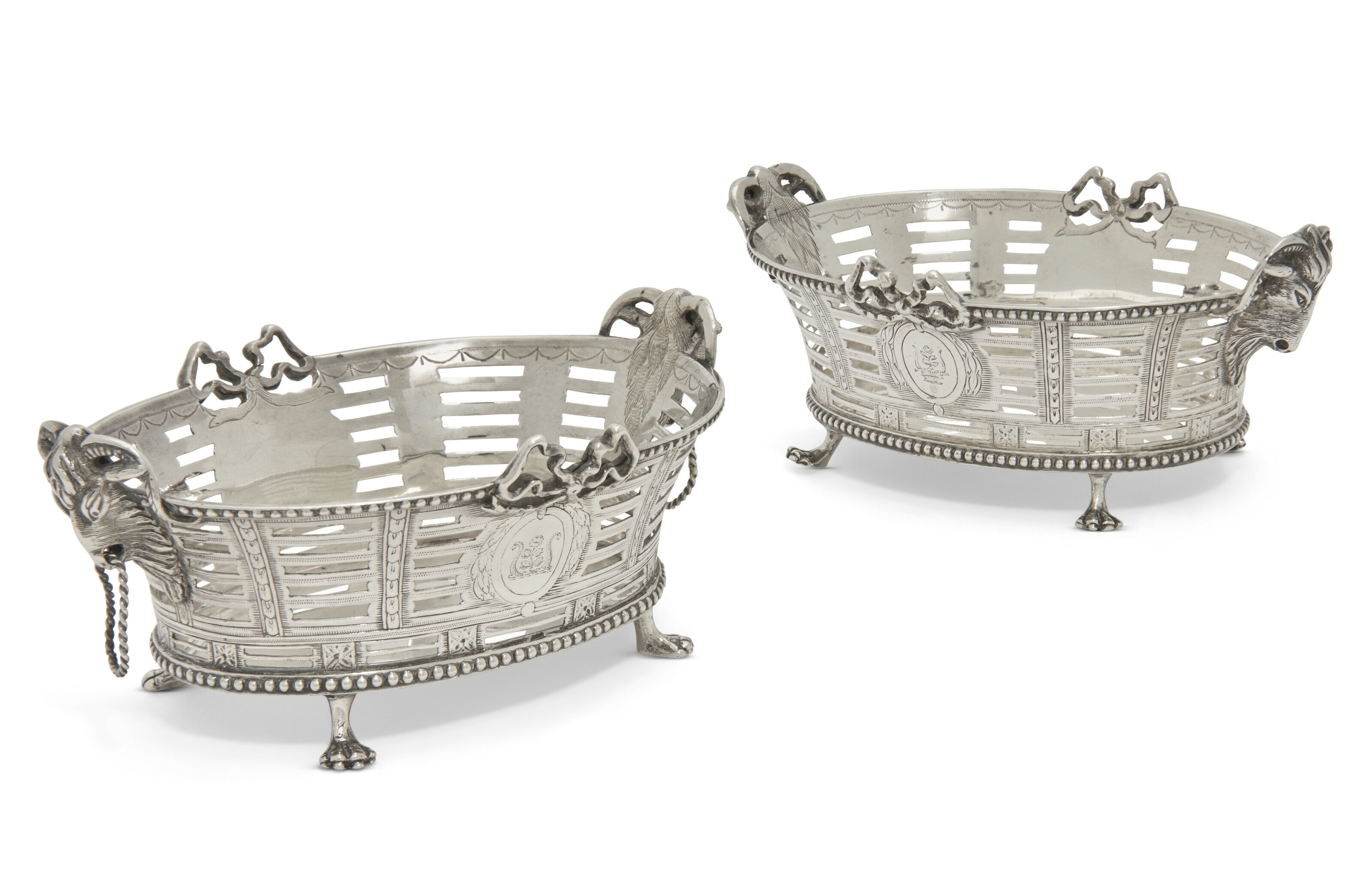 A DUTCH SILVER BASKET AND A VICTORIAN SILVER BASKET, MARK OF JAN PIETER ...