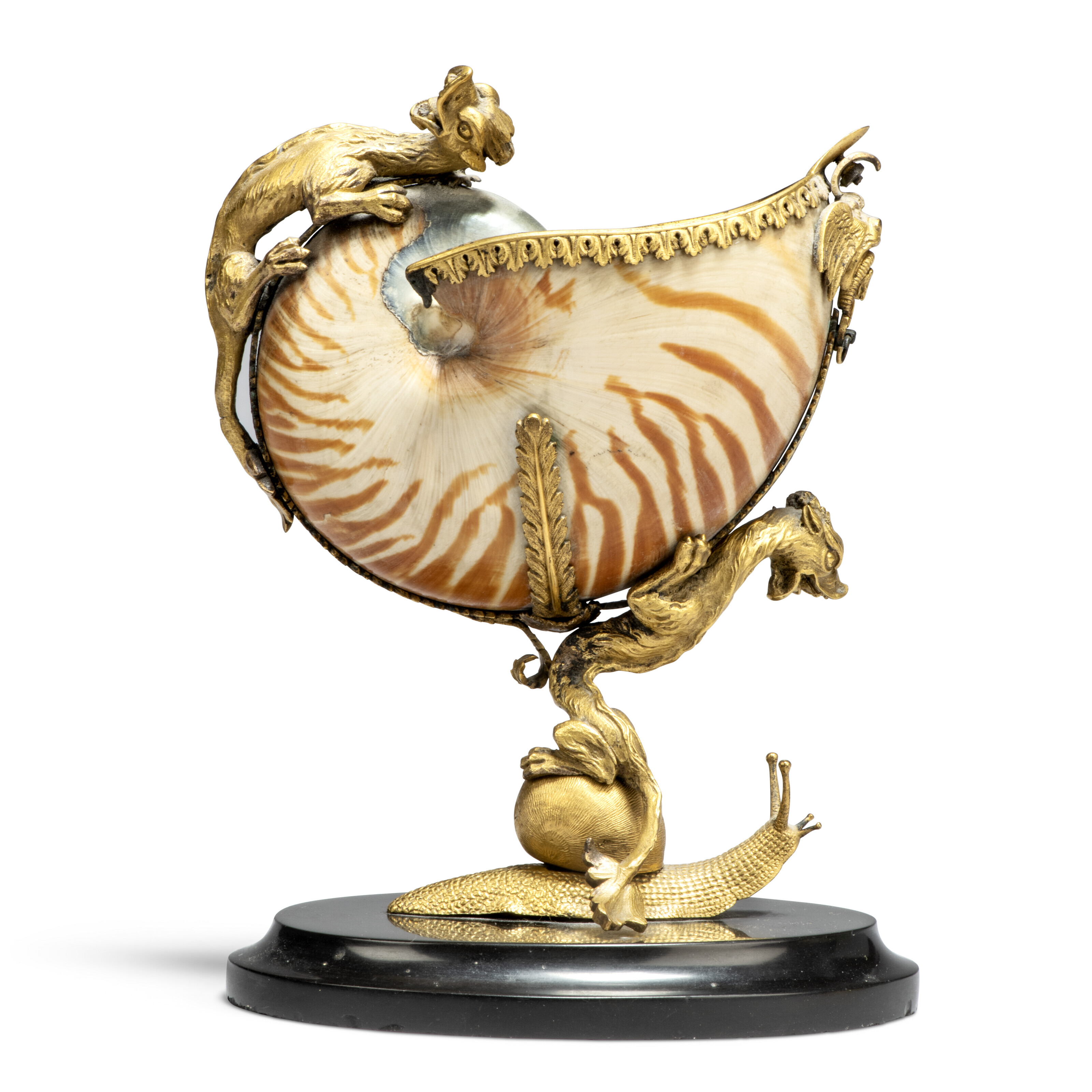A NORTH EUROPEAN ORMOLU-MOUNTED NAUTILUS-SHELL CUP, FIRST HALF 19TH ...
