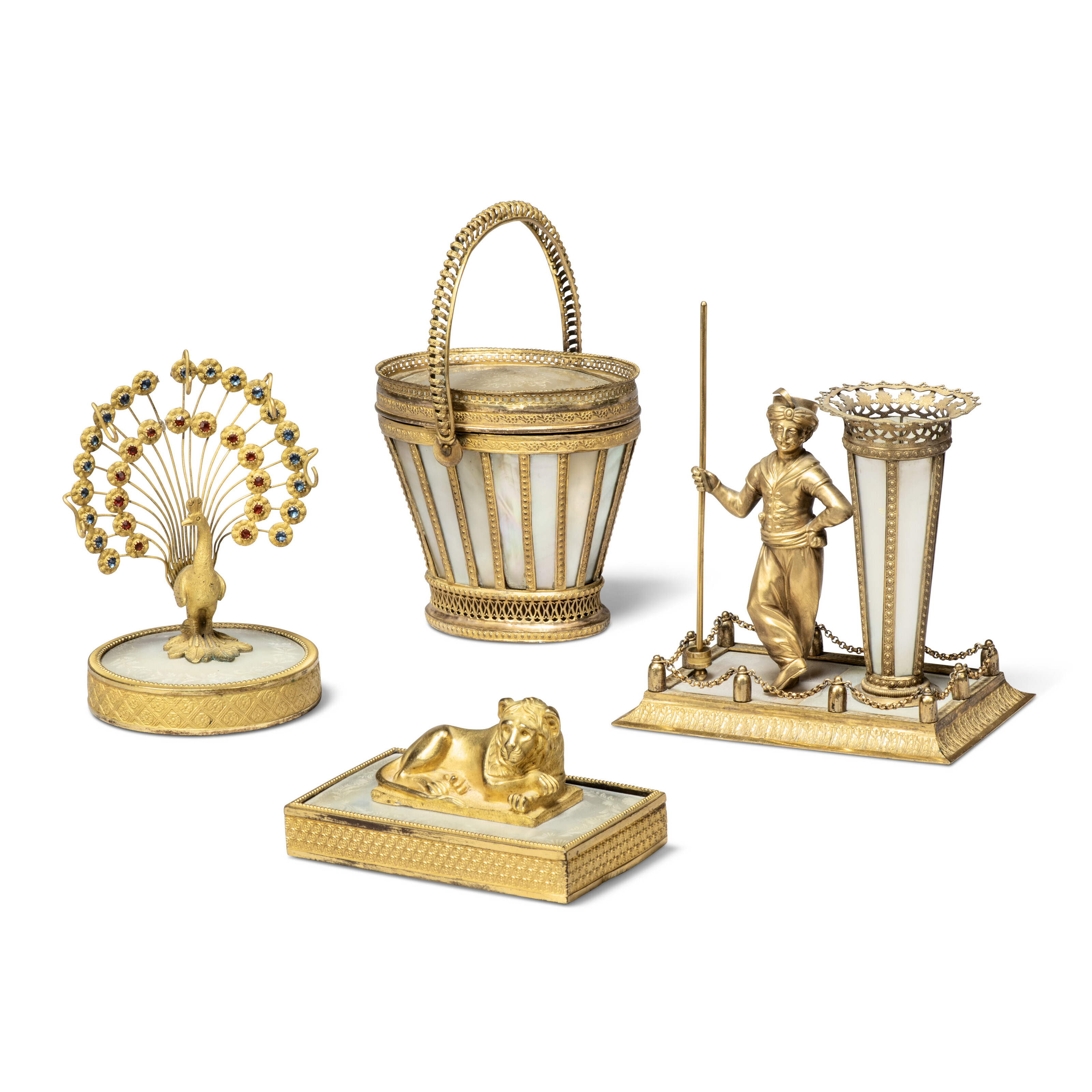 A COLLECTION OF FOUR PALAIS ROYAL ORMOLU AND MOTHER-OF PEARL OBJECTS ...
