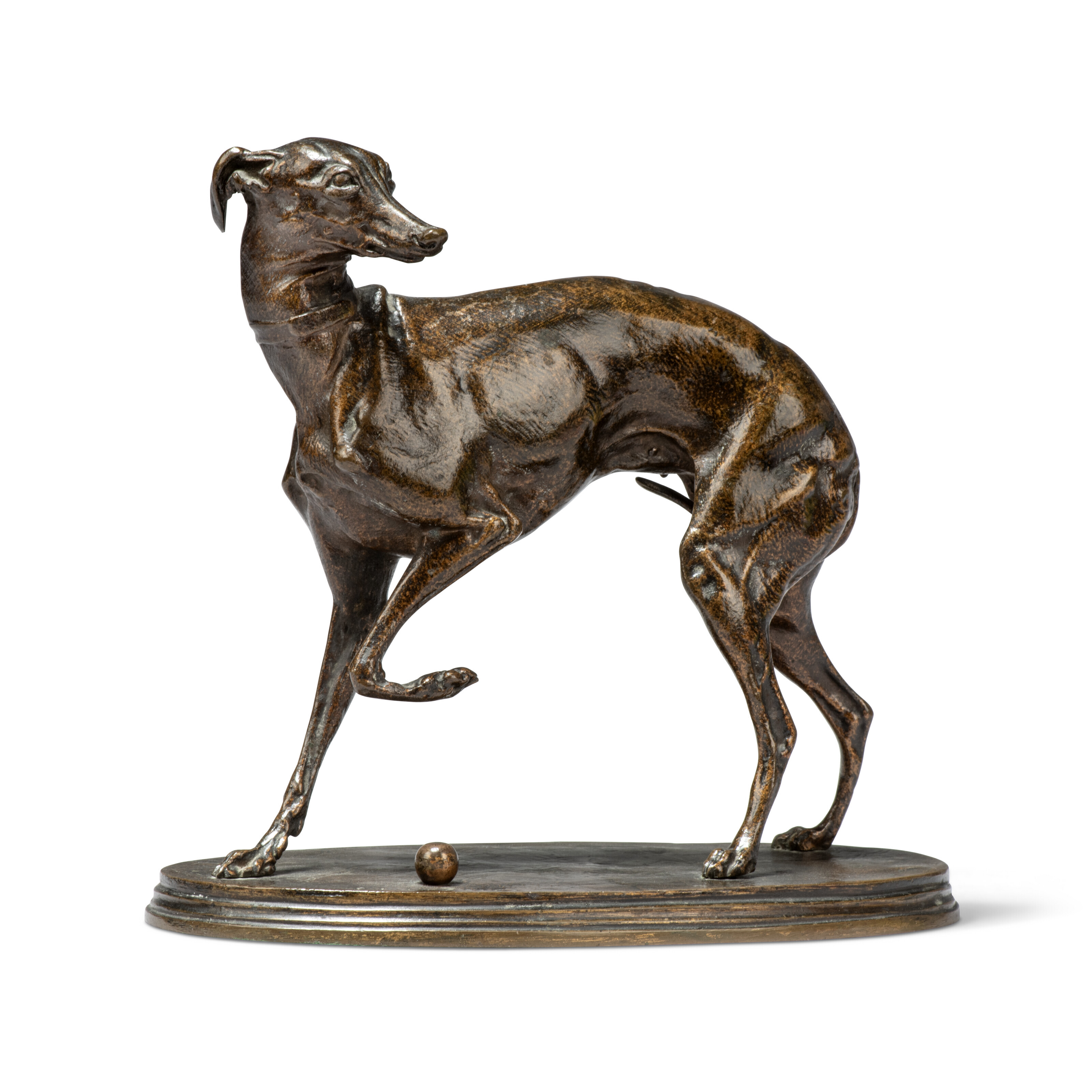 AN BRONZE MODEL OF A GREYHOUND, CAST FROM THE MODEL BY PIERRE JULES ...