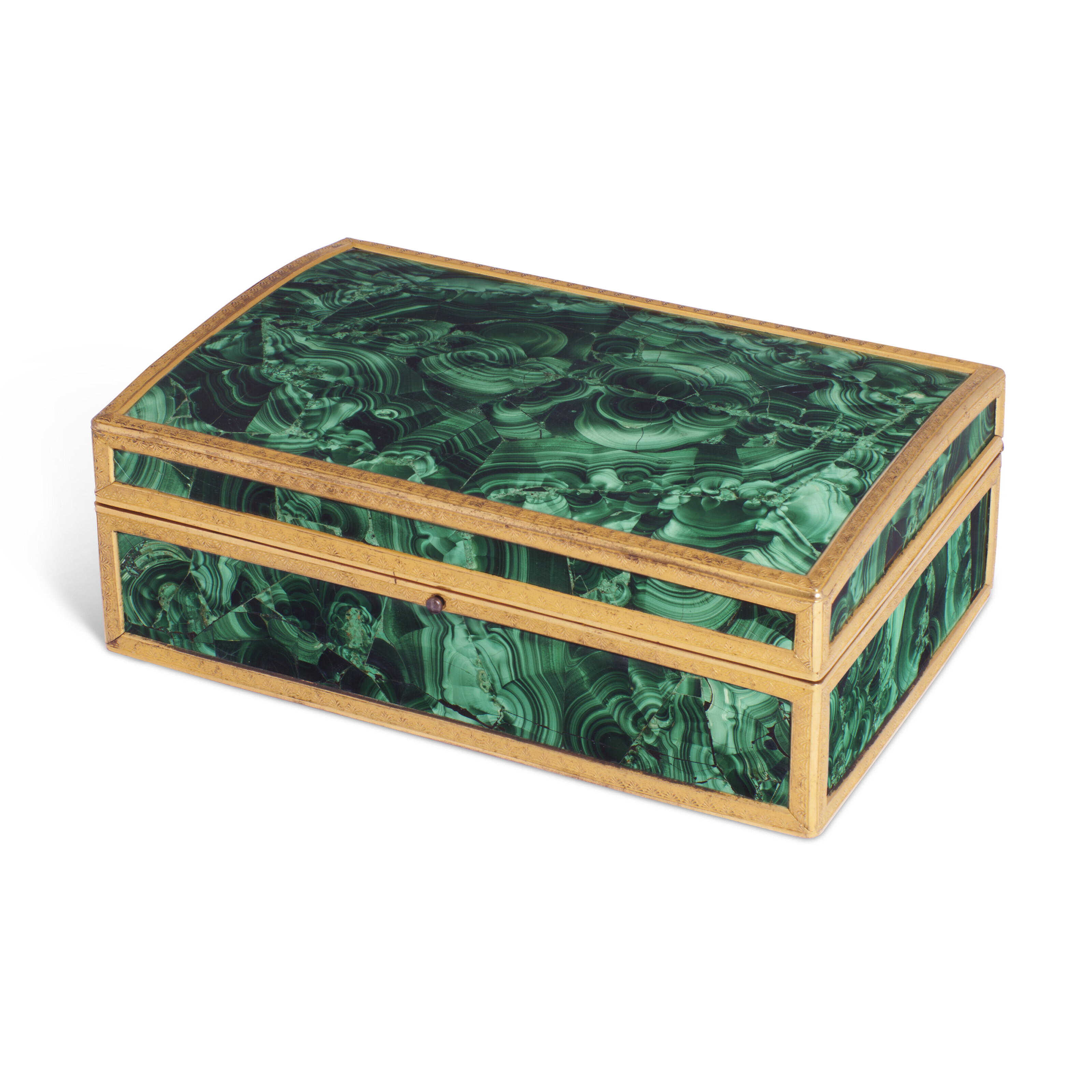 A RUSSIAN ORMOLU-MOUNTED MALACHITE AND RHODONITE BOX, RUSSIA, FIRST ...