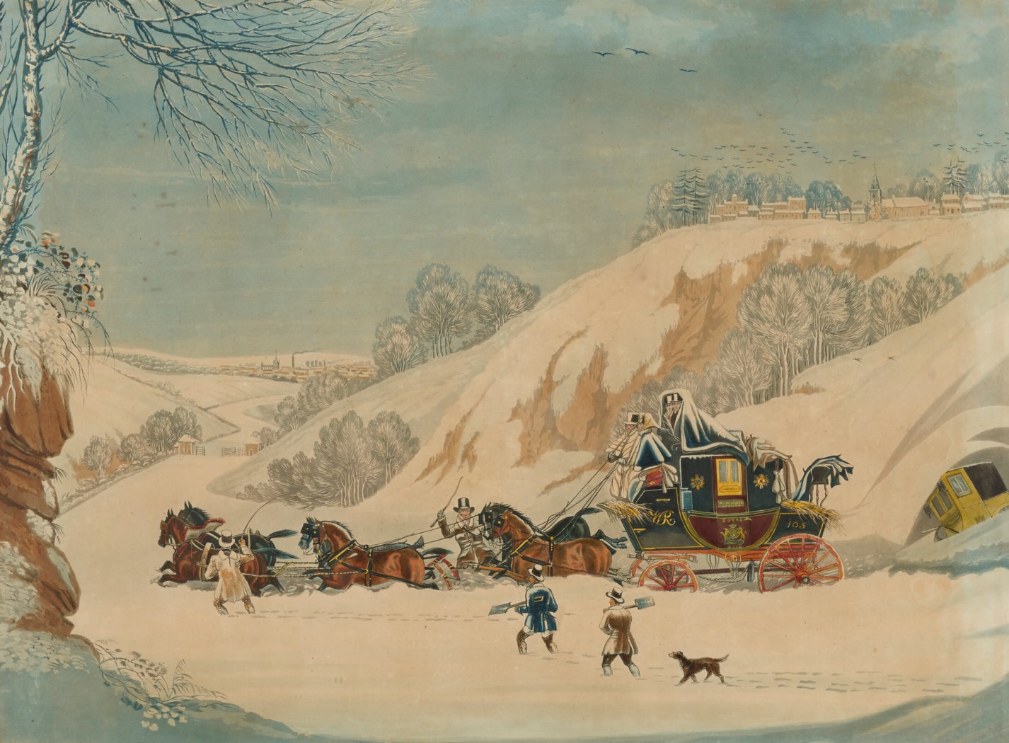 AFTER JAMES POLLARD (1793-1867), A MAIL IN DEEP SNOW; MAIL CHANGING ...