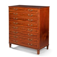 A GEORGE III SATINWOOD-CROSSBANDED MAHOGANY CHEST, BY WILLIAM INCE ...