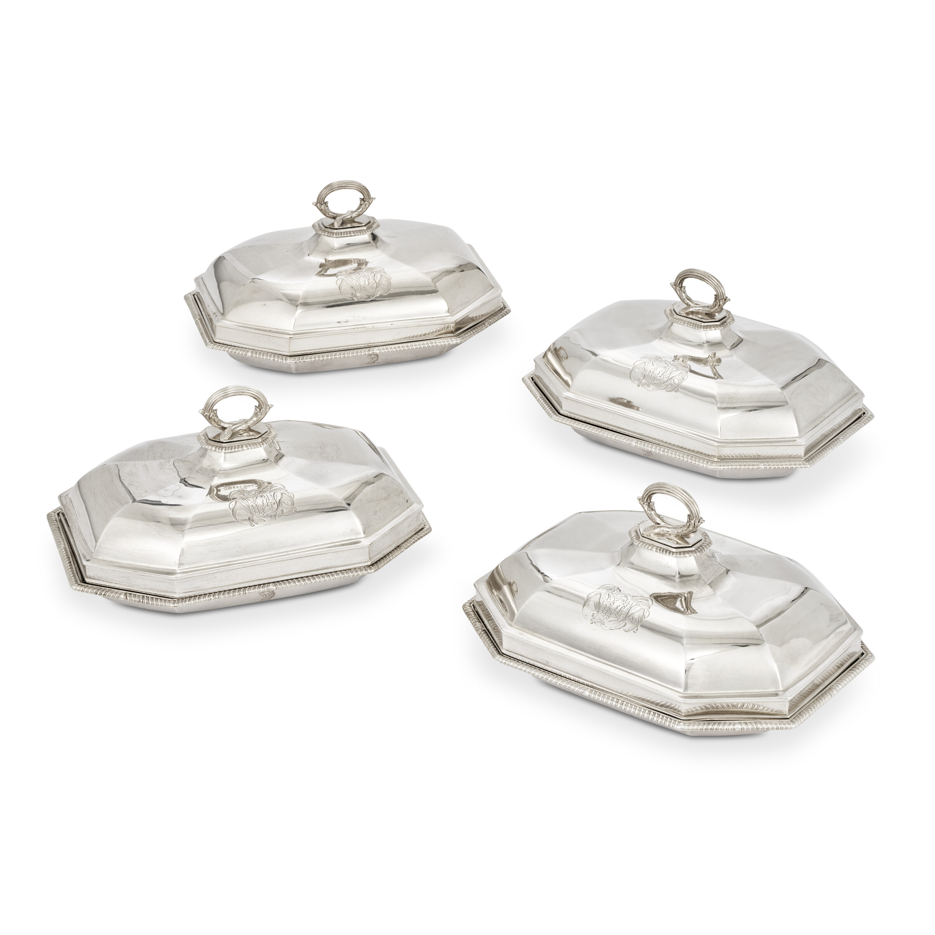 A SET OF FOUR GEORGE III ENTREE-DISHES AND COVERS, MARK OF ROBERT SHARP ...