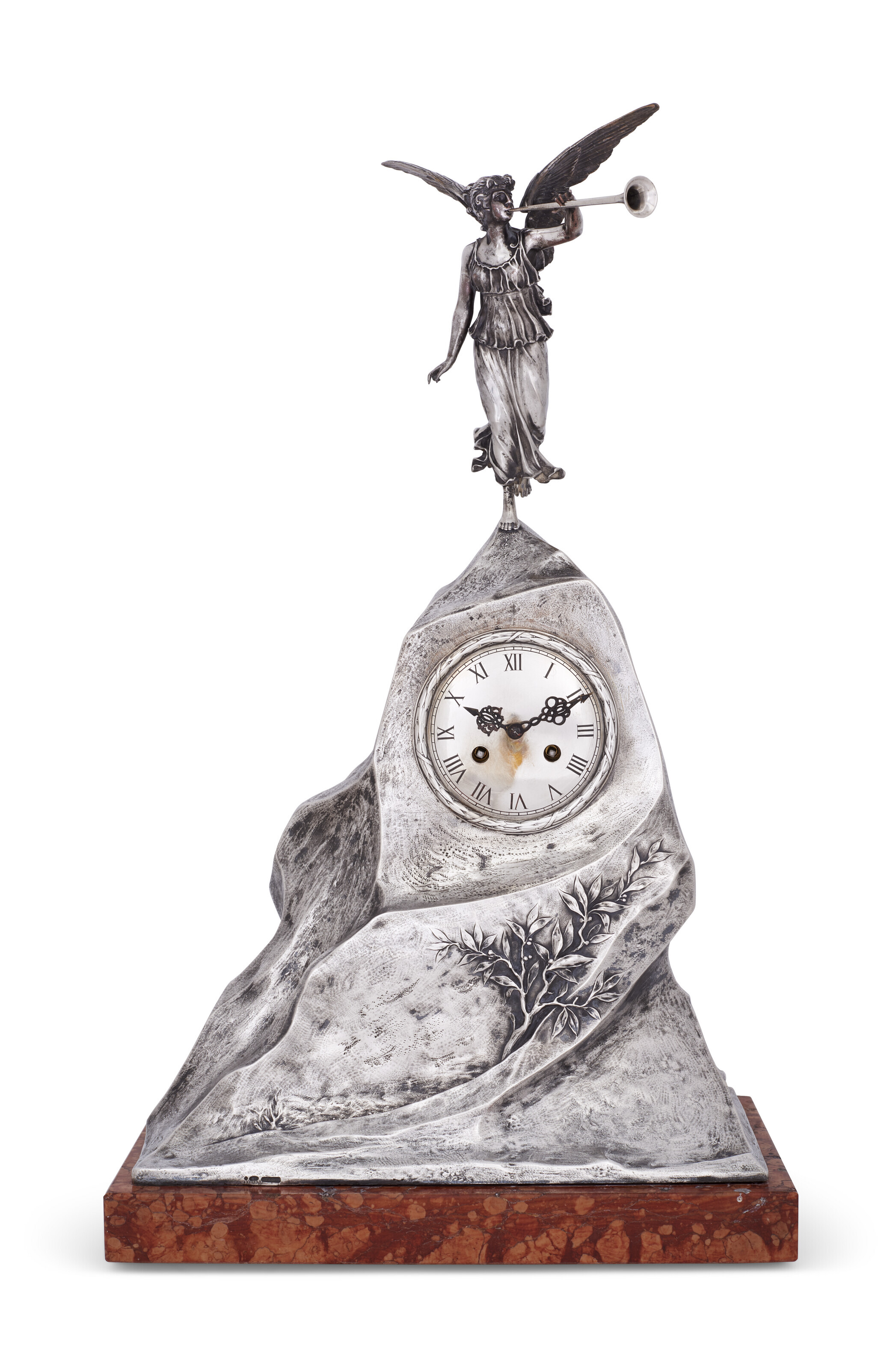 A LARGE SILVER MANTLE CLOCK, BY WILHELM BOLIN, MOSCOW, 1908-1917 ...