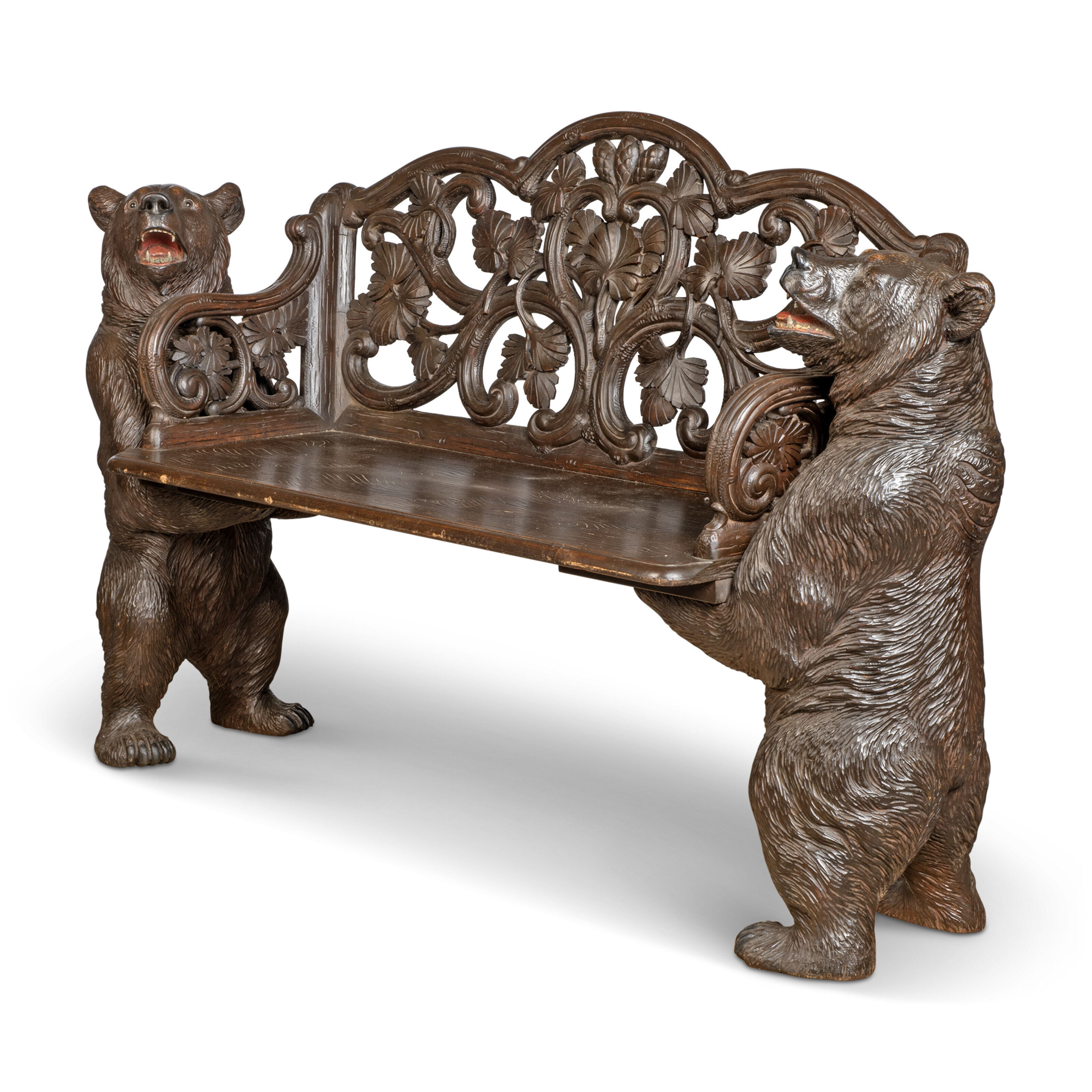 A 'BLACK FOREST' FIGURAL BENCH, PROBABLY BREINZ, SWITZERLAND, LATE 19TH ...