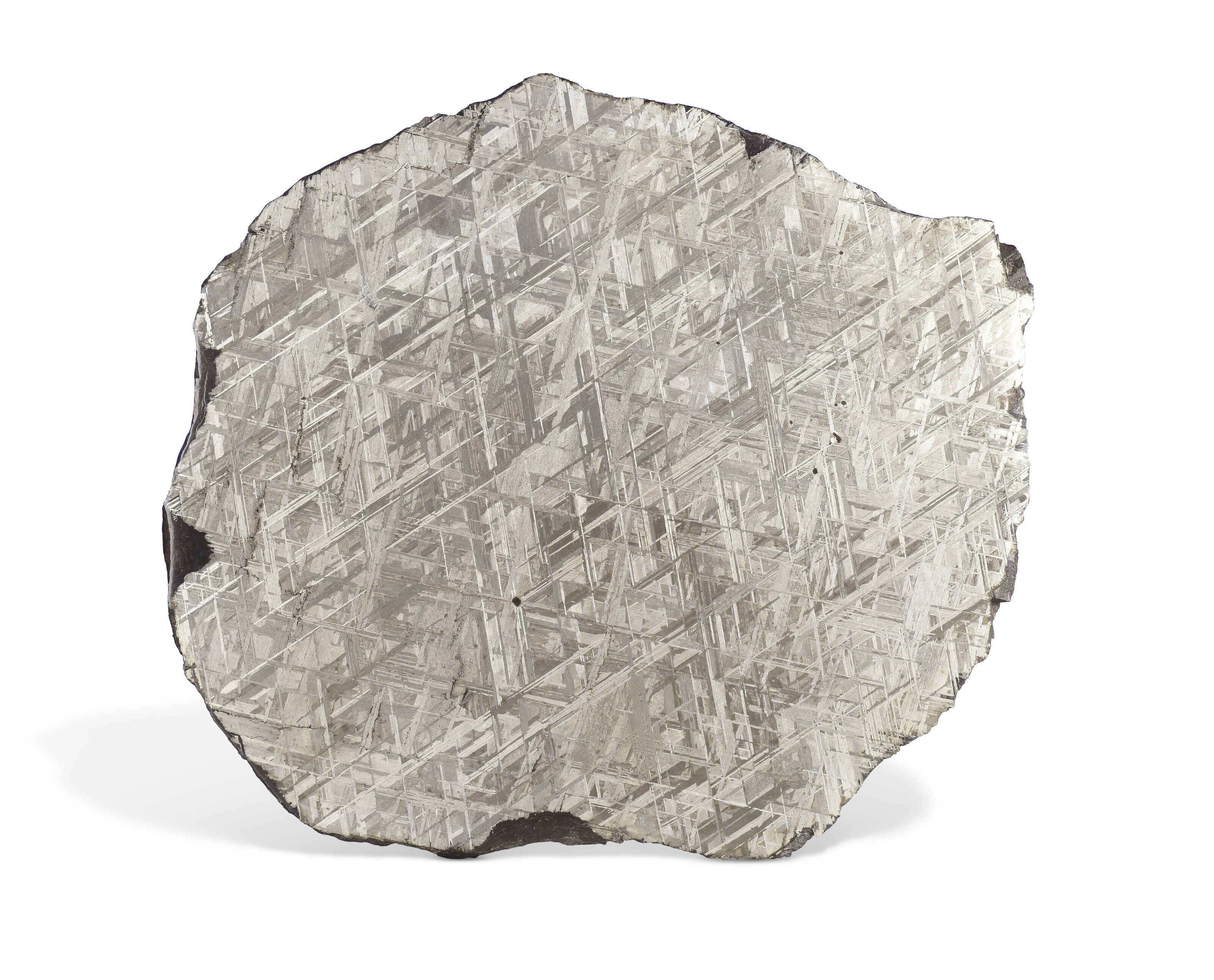 A MUONIONALUSTA METEORITE END PIECE — SHIMMERING CRYSTALLINE STRUCTURE ...