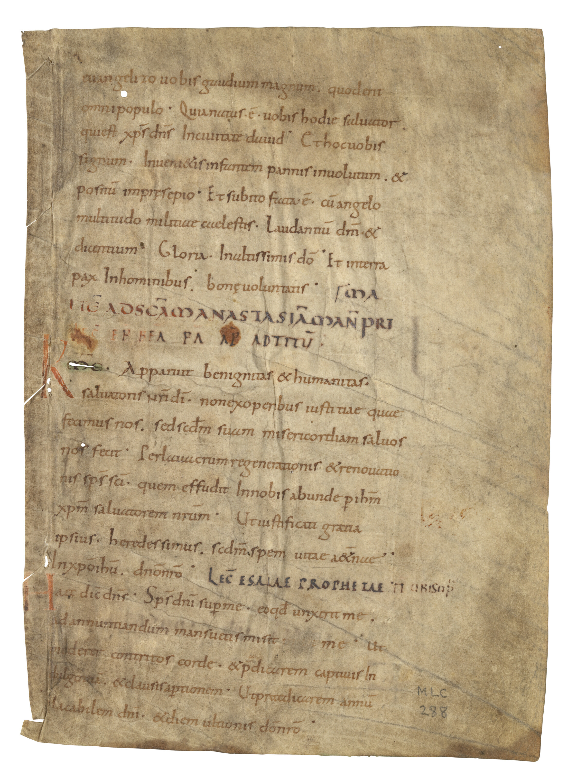 Christmas Liturgy, Leaf from a Lectionary in Latin, manuscript on ...