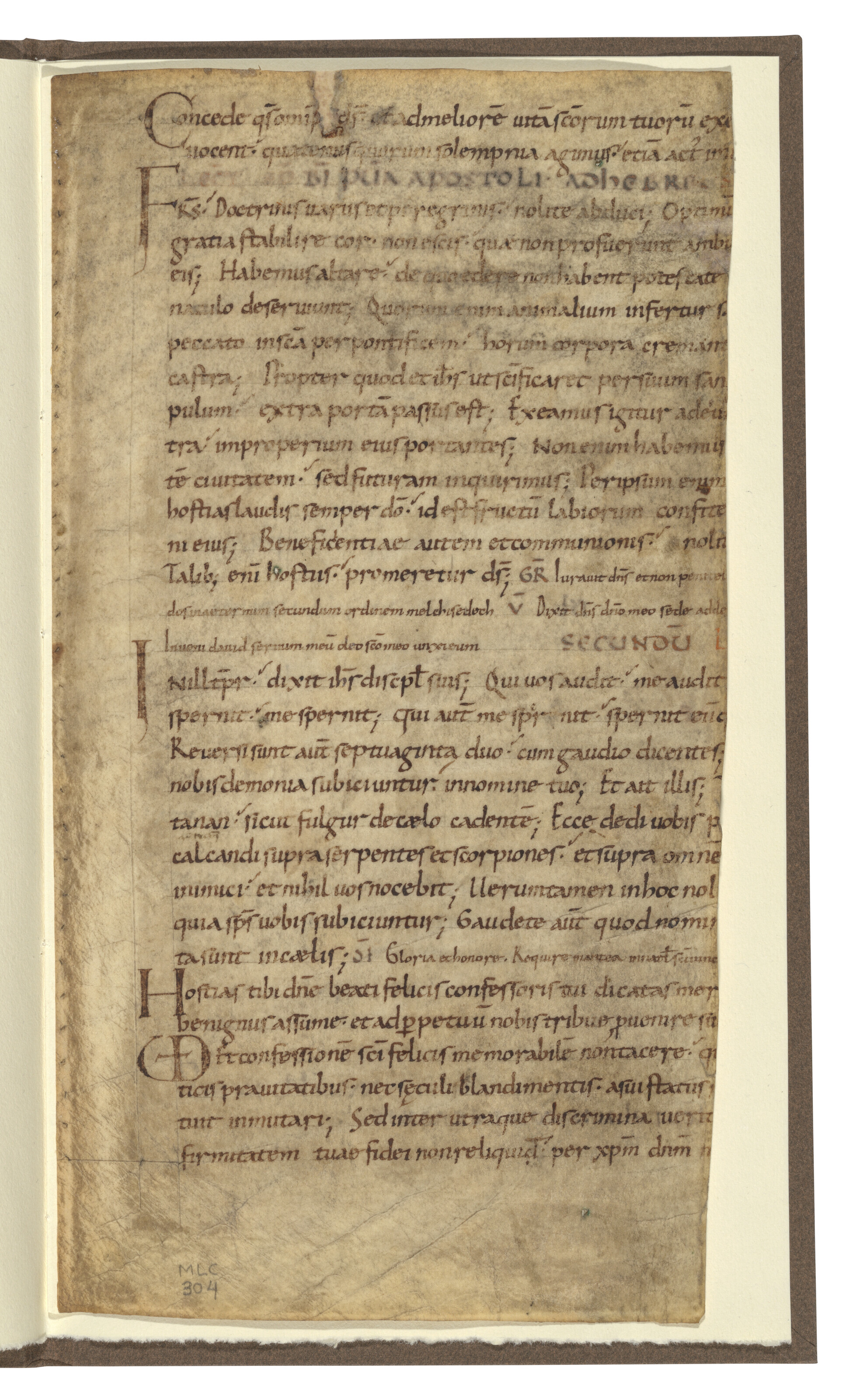 A fragment from a Missal, Fragment of a leaf from a Missal in Latin ...