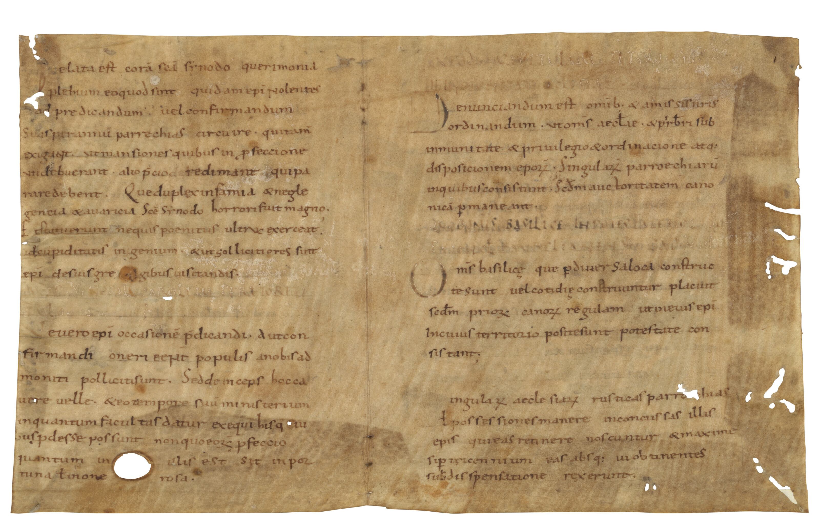 Regino of Prüm (d.915), Two partial bifolia from De Synodalibus Causis ...