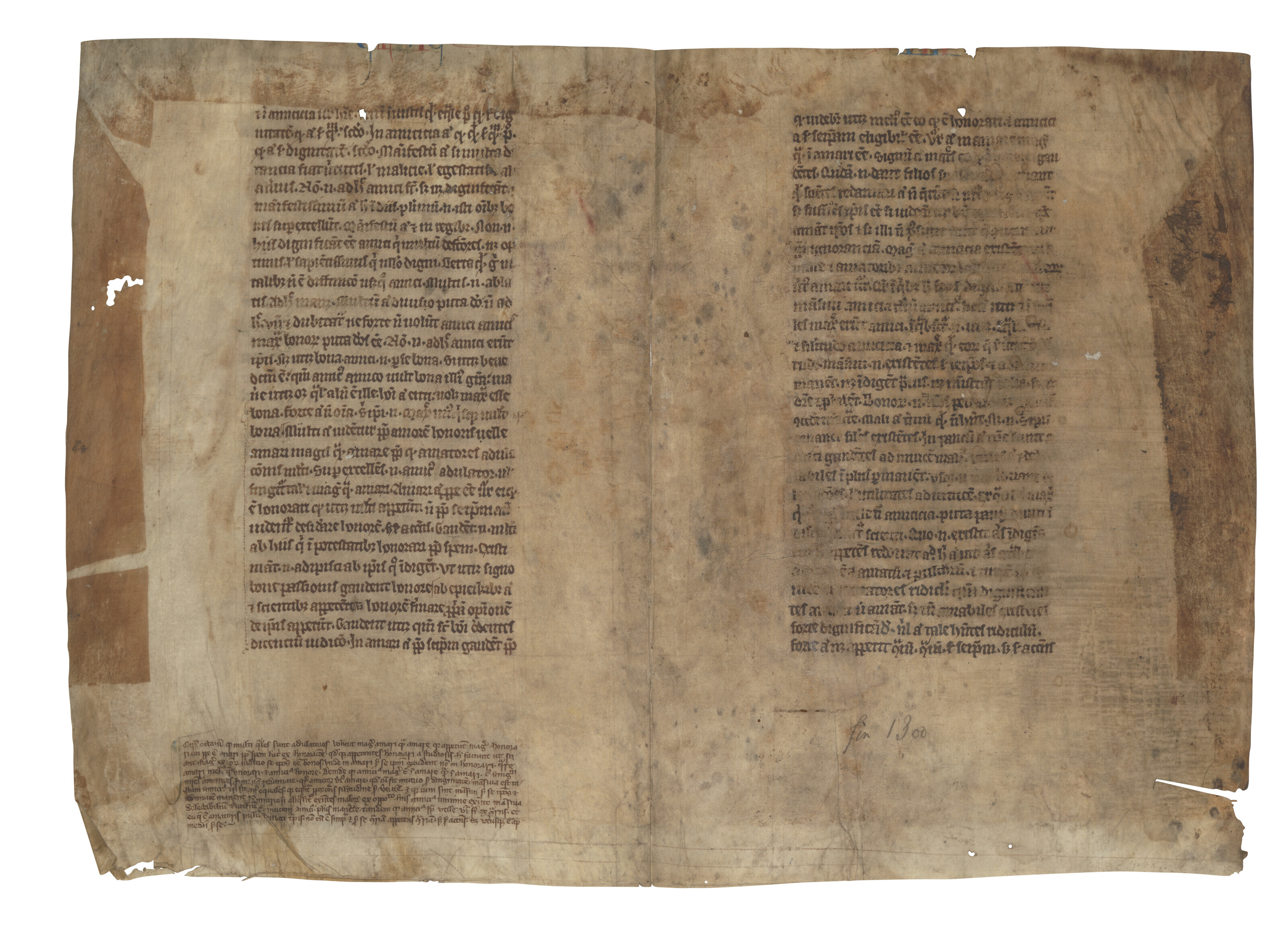 Aristotle (384 - 322 BCE), Two consecutive fragmentary bifolia from his ...