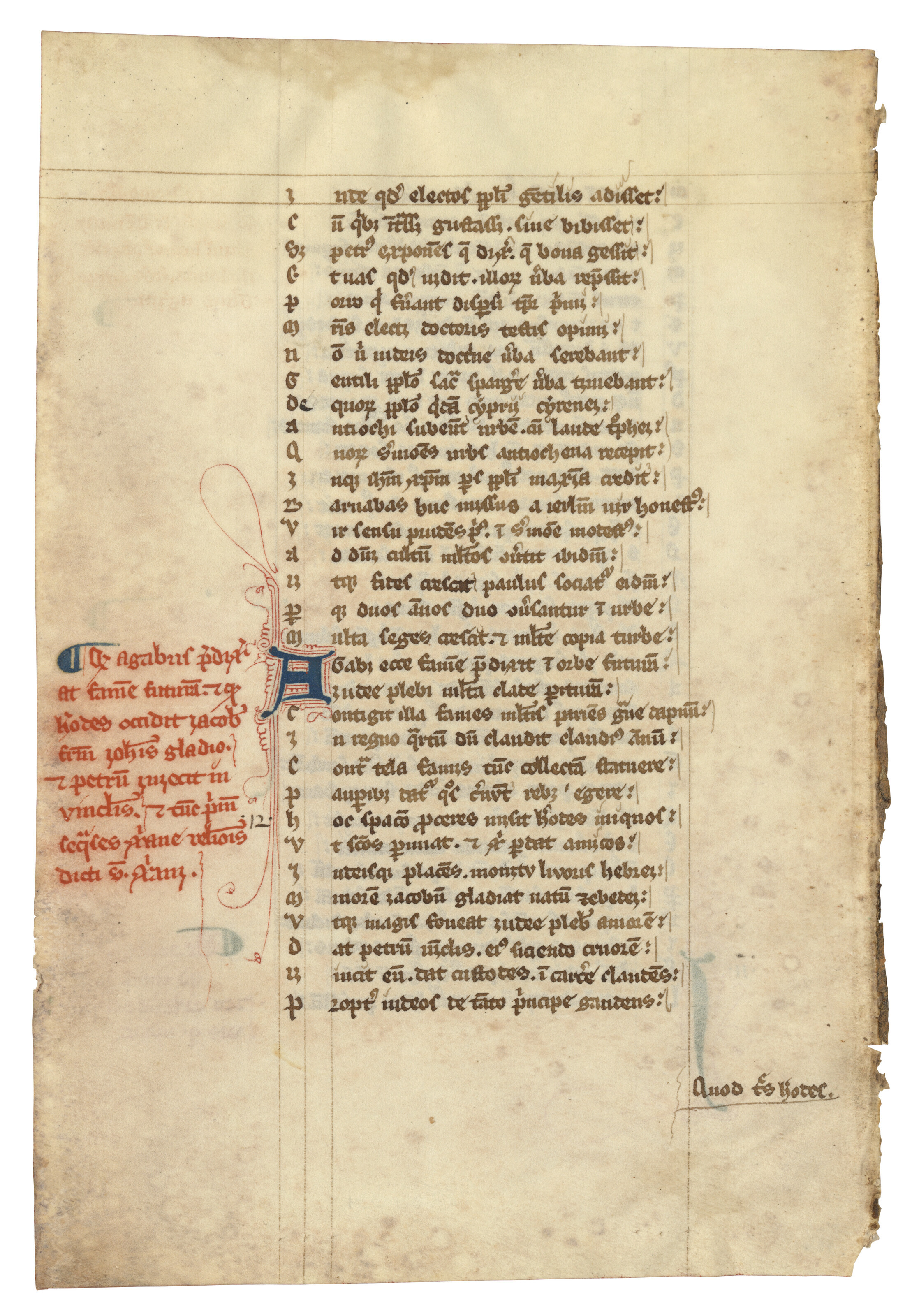 Peter Riga (d. 1209), A leaf from Aurora in the first redaction by ...