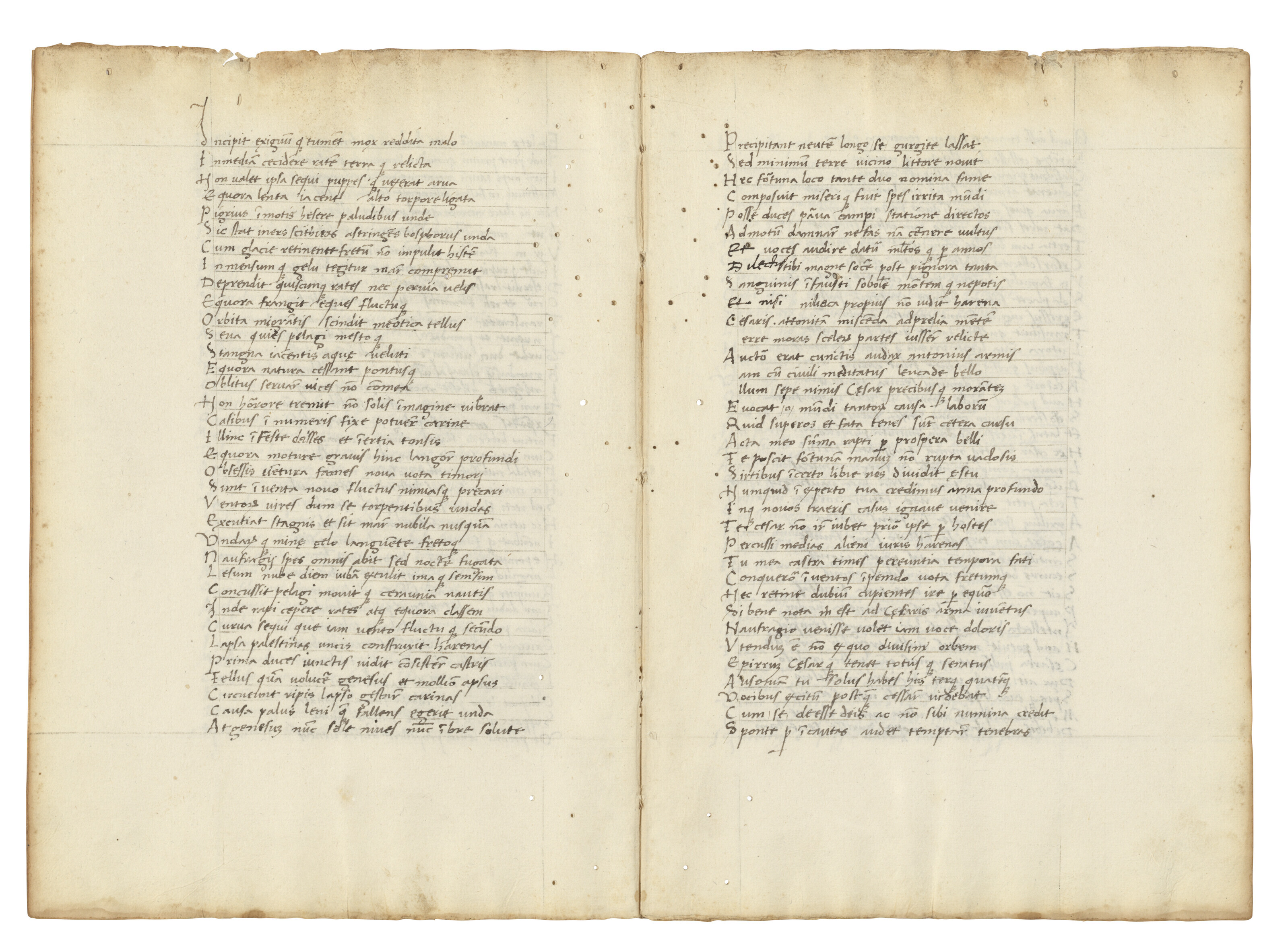 Lucan (39-65), Pharsalia (De bello civili) in Latin, manuscript on ...