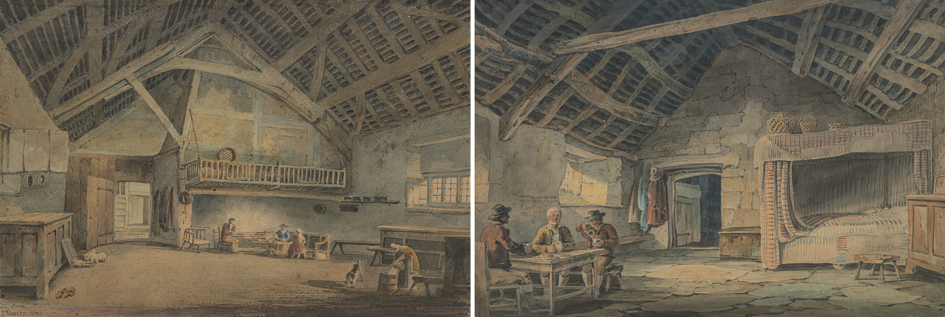 JOHN VARLEY, O.W.S. (LONDON 1778-1842), A pair of views of the interior ...