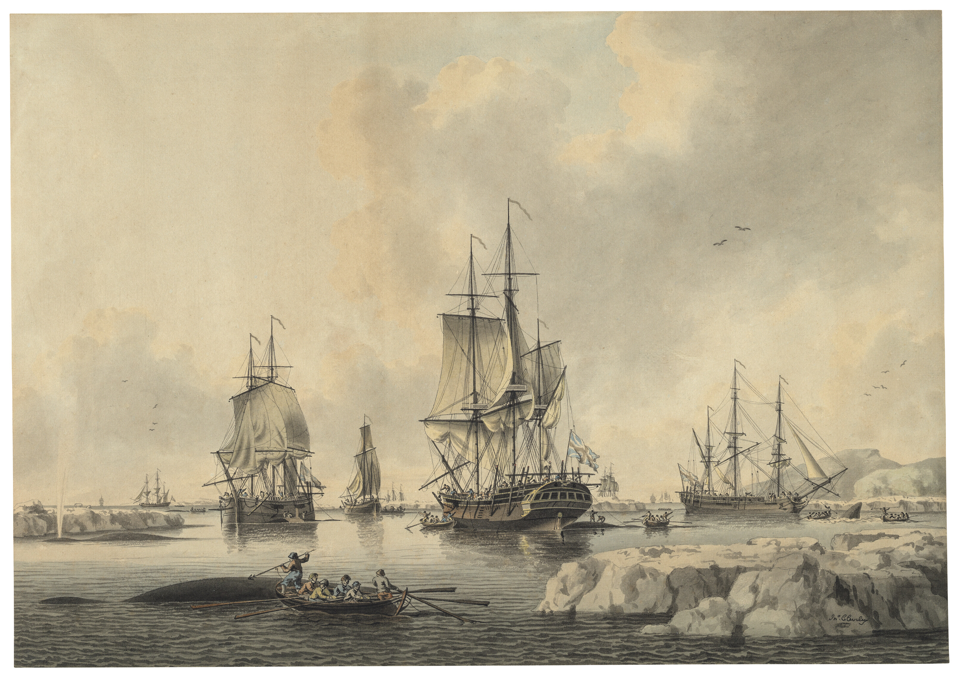 JOHN CLEVELEY, THE YOUNGER (LONDON 1747-1786), Whaling in the Arctic ...