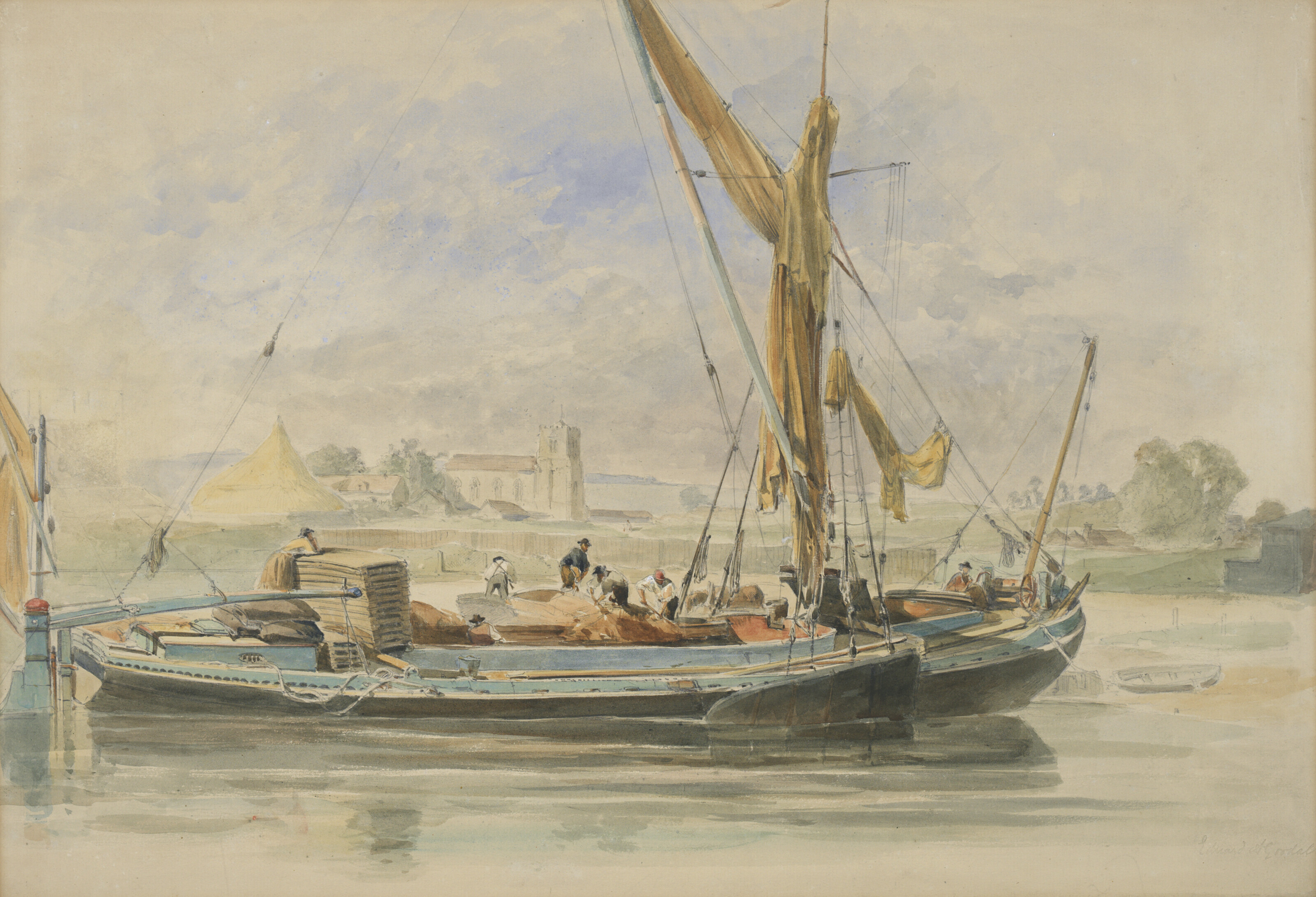 EDWARD ANGELO GOODALL, R.W.S. (LONDON 1819-1908), Loading the barge ...