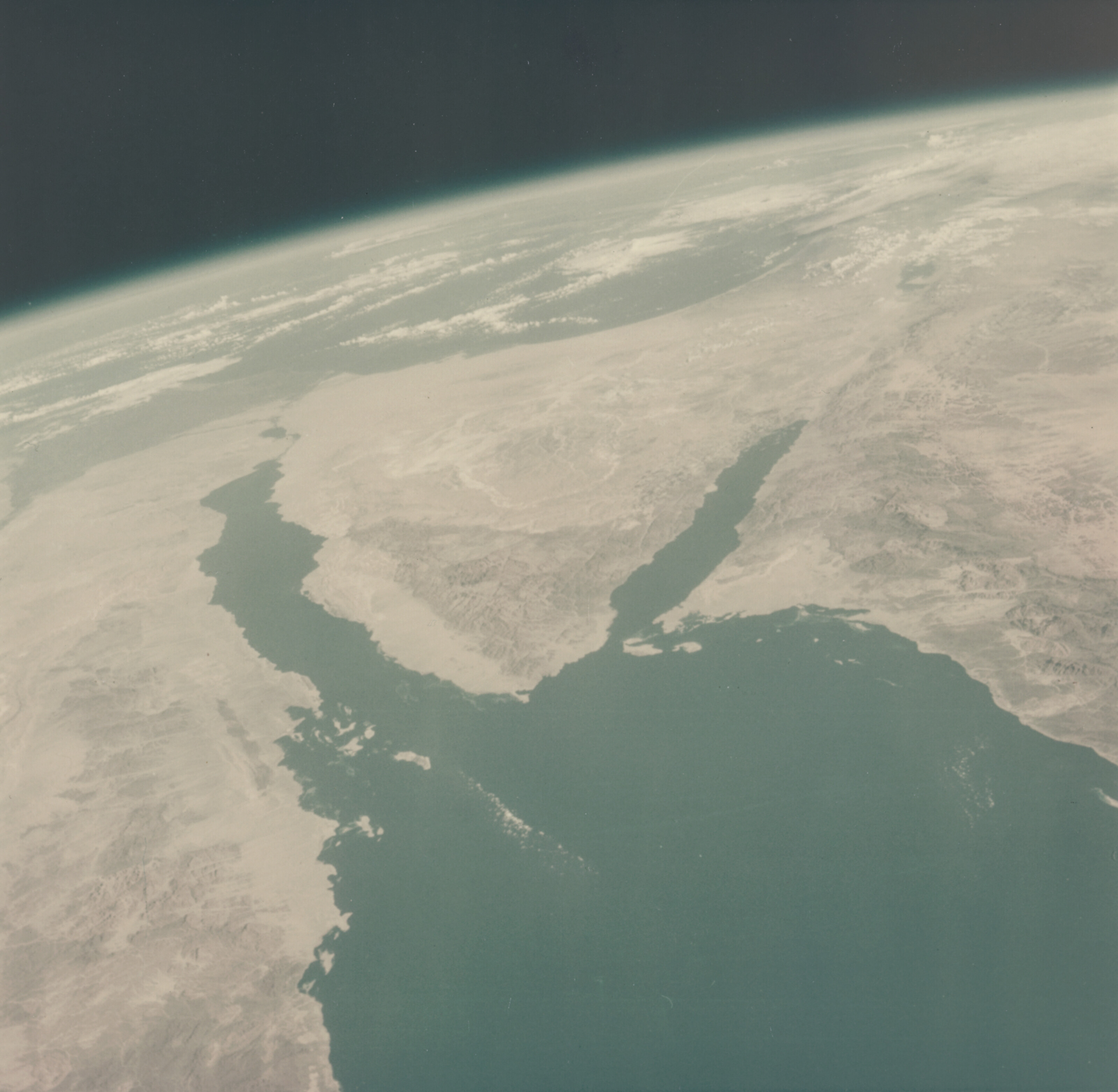 VIEW OF SINAI PENINSULA FROM SPACE, 1966, NASA [APOLLO VII] | Christie’s