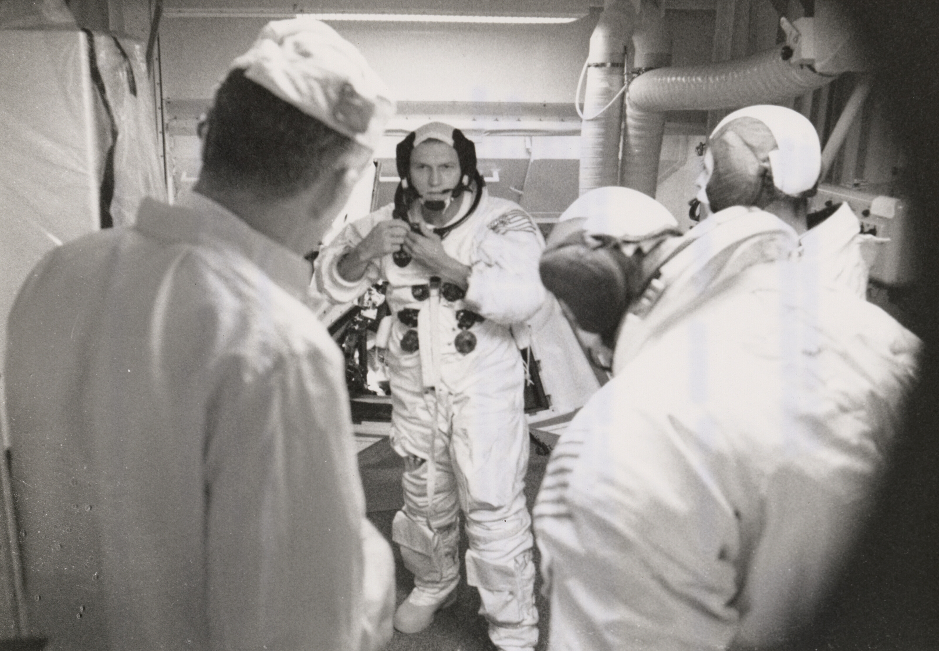 APOLLO 8 ASTRONAUTS RELAX POST EMERGENCY EGRESS TEST, OCTOBER 22, 1968 ...