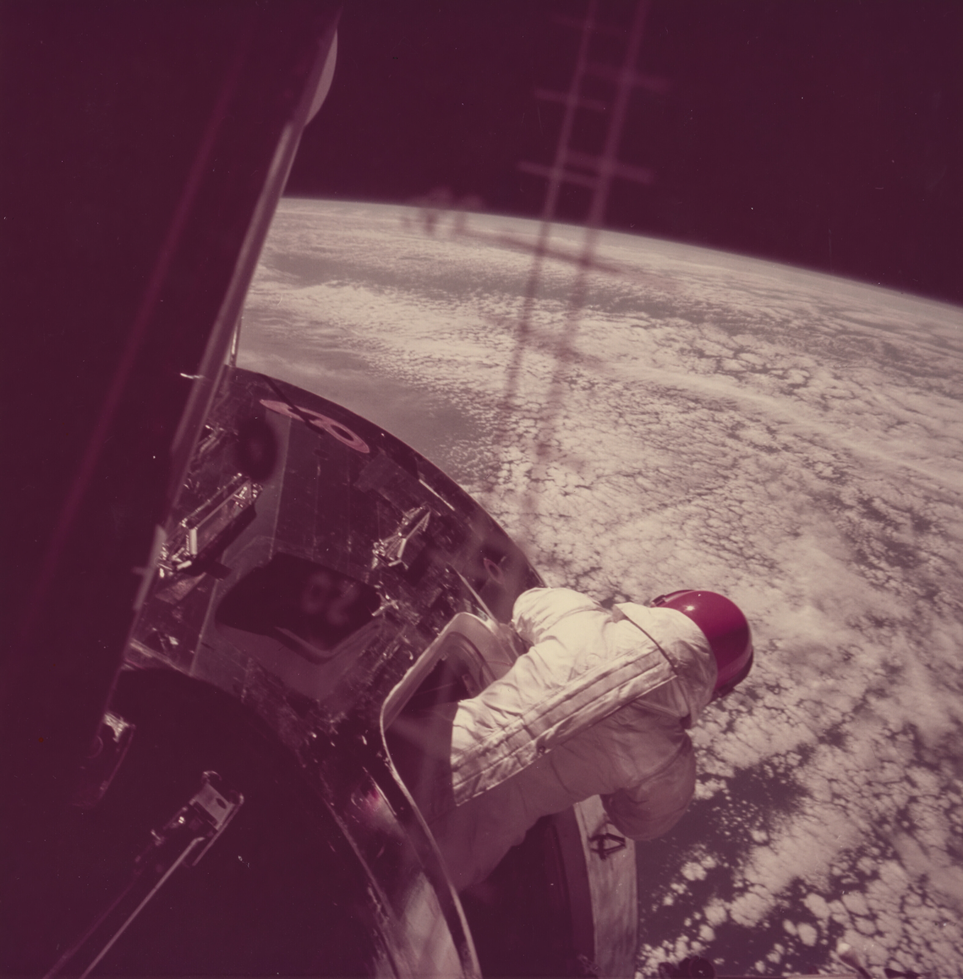 DAVID SCOTT STOOD IN OPEN HATCH OF THE COMMAND MODULE, MARCH 3-13, 1969 ...