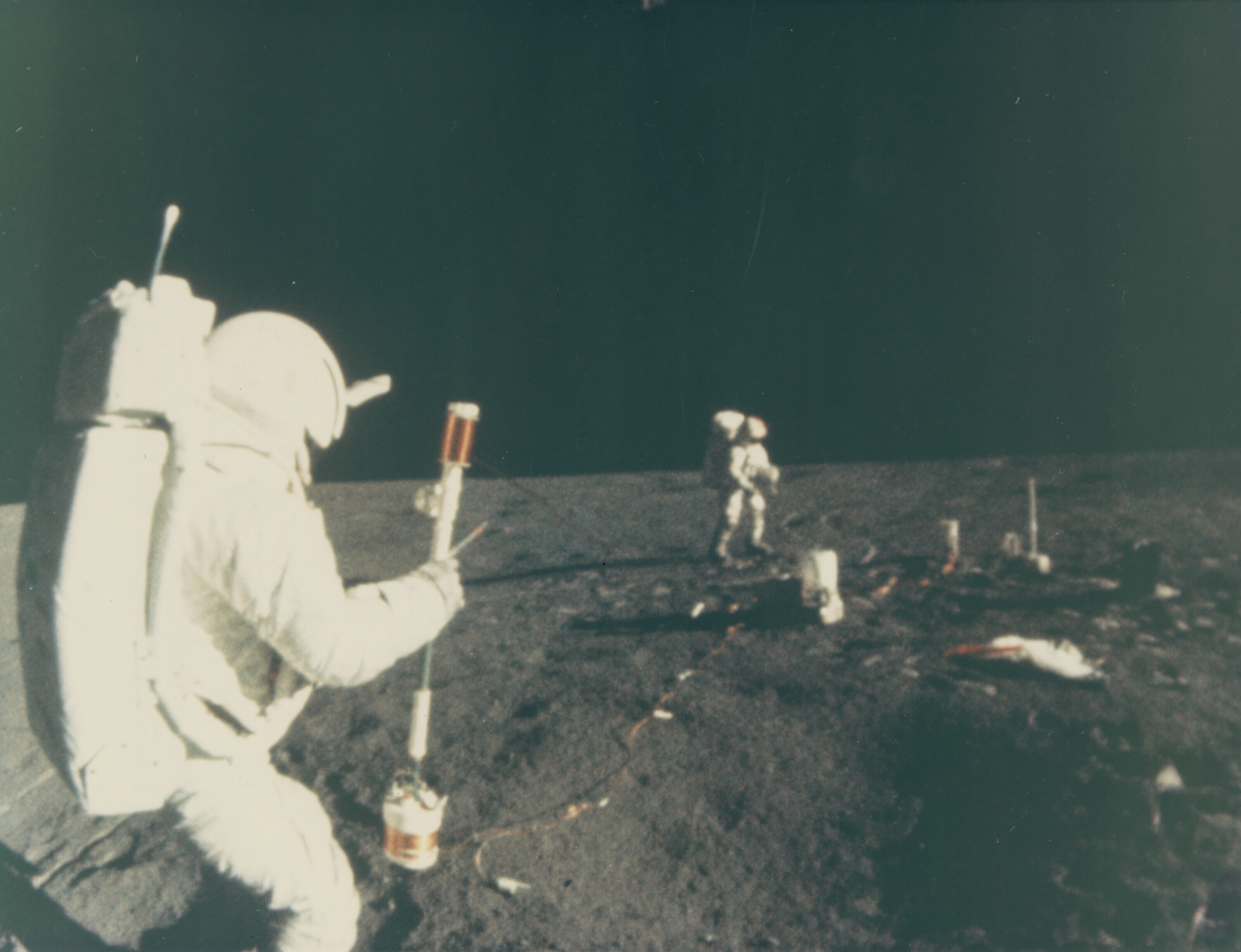 EDGAR MITCHELL AND ALAN SHEPARD CONDUCTING TESTS ON THE MOON, FEBRUARY ...