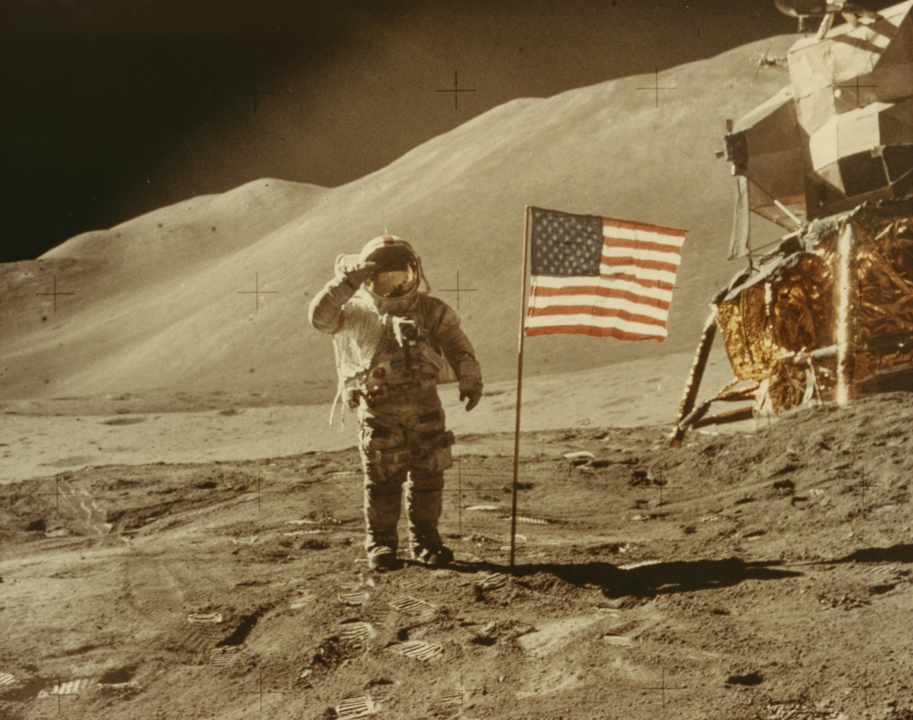 astronaut saluting flag
