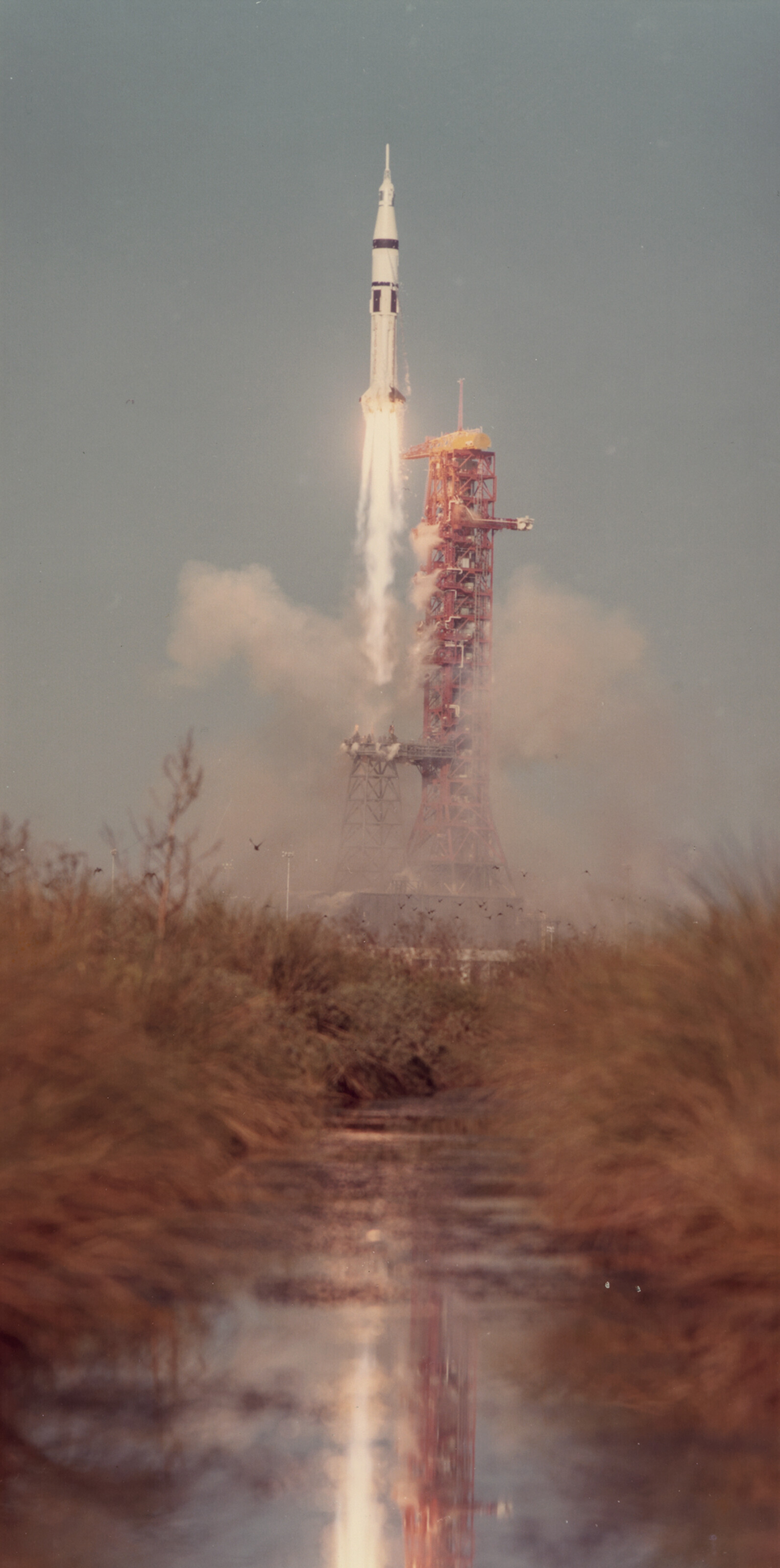 SATURN IB SPACE VEHICLE, LAUNCHING FROM PAD B, NOVEMBER 16, 1973; ONE ...