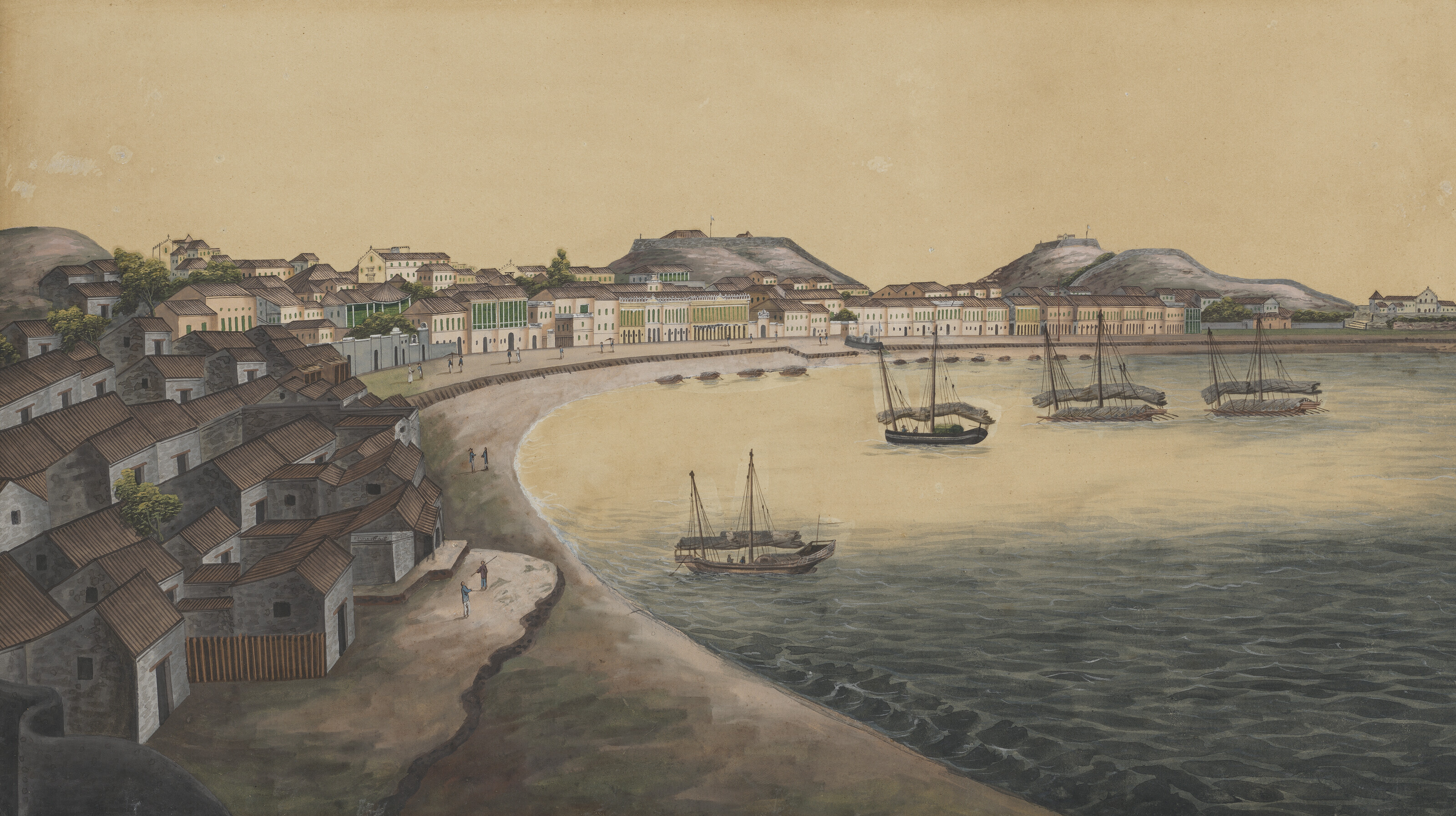 CHINESE SCHOOL, 19TH CENTURY, The Praya Grande, Macau, from the Penha ...