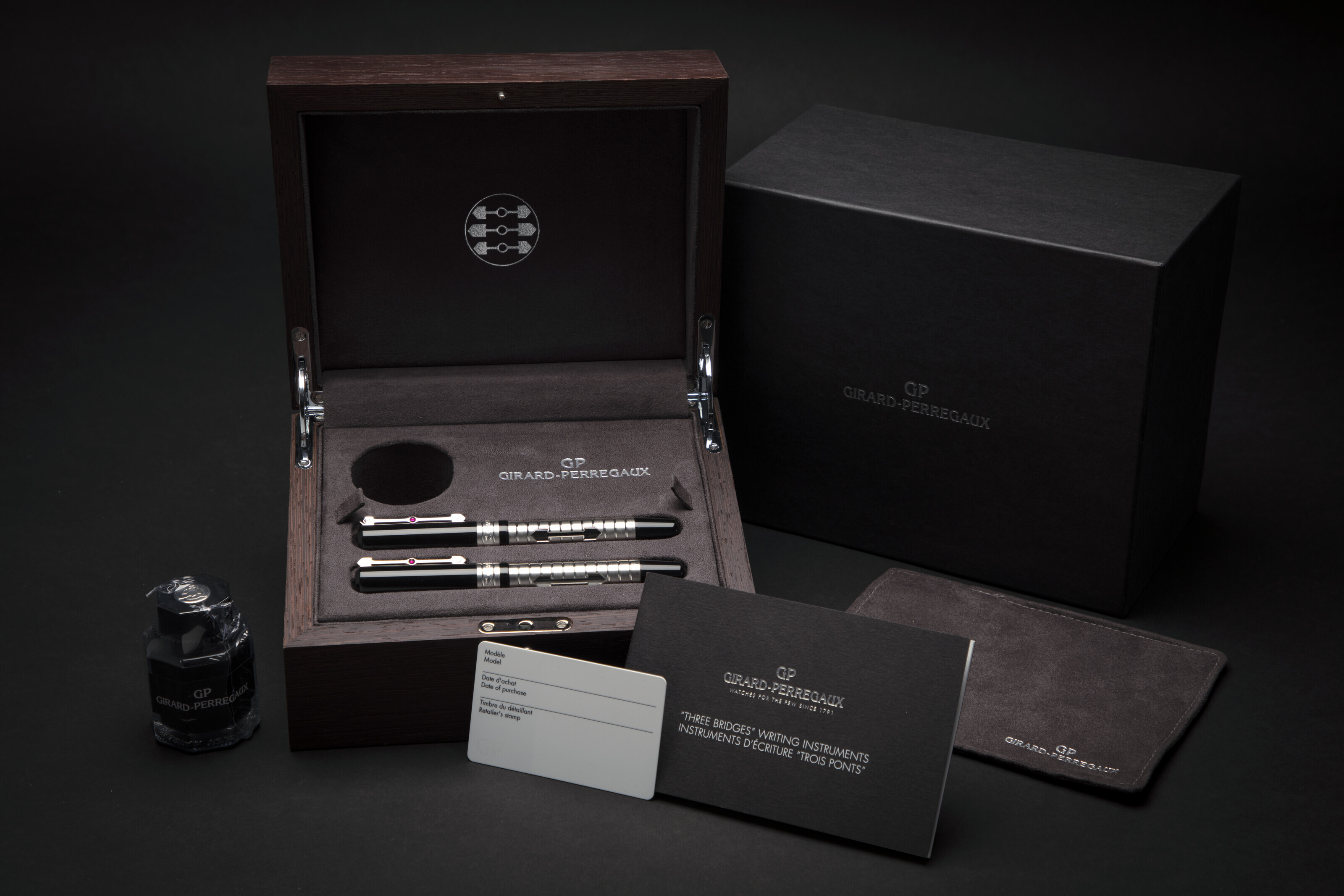 GIRARD-PERREGAUX, THREE BRIDGES WRITING INSTRUMENTS, A LIMITED EDITION ...