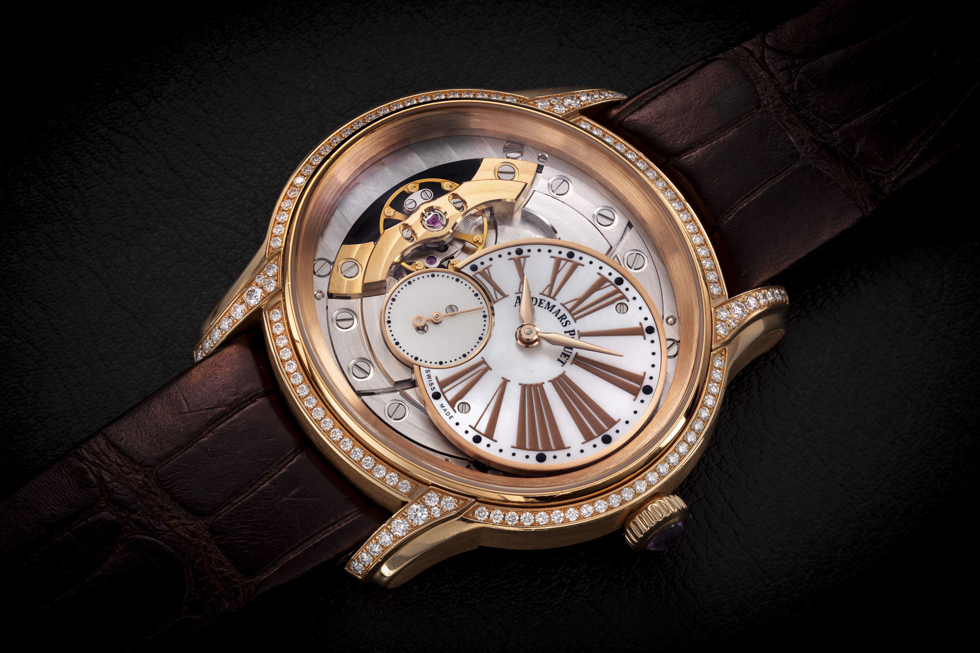 AUDEMARS PIGUET, MILLENARY REF. 77247OR, A GOLD AND DIAMOND-SET ...