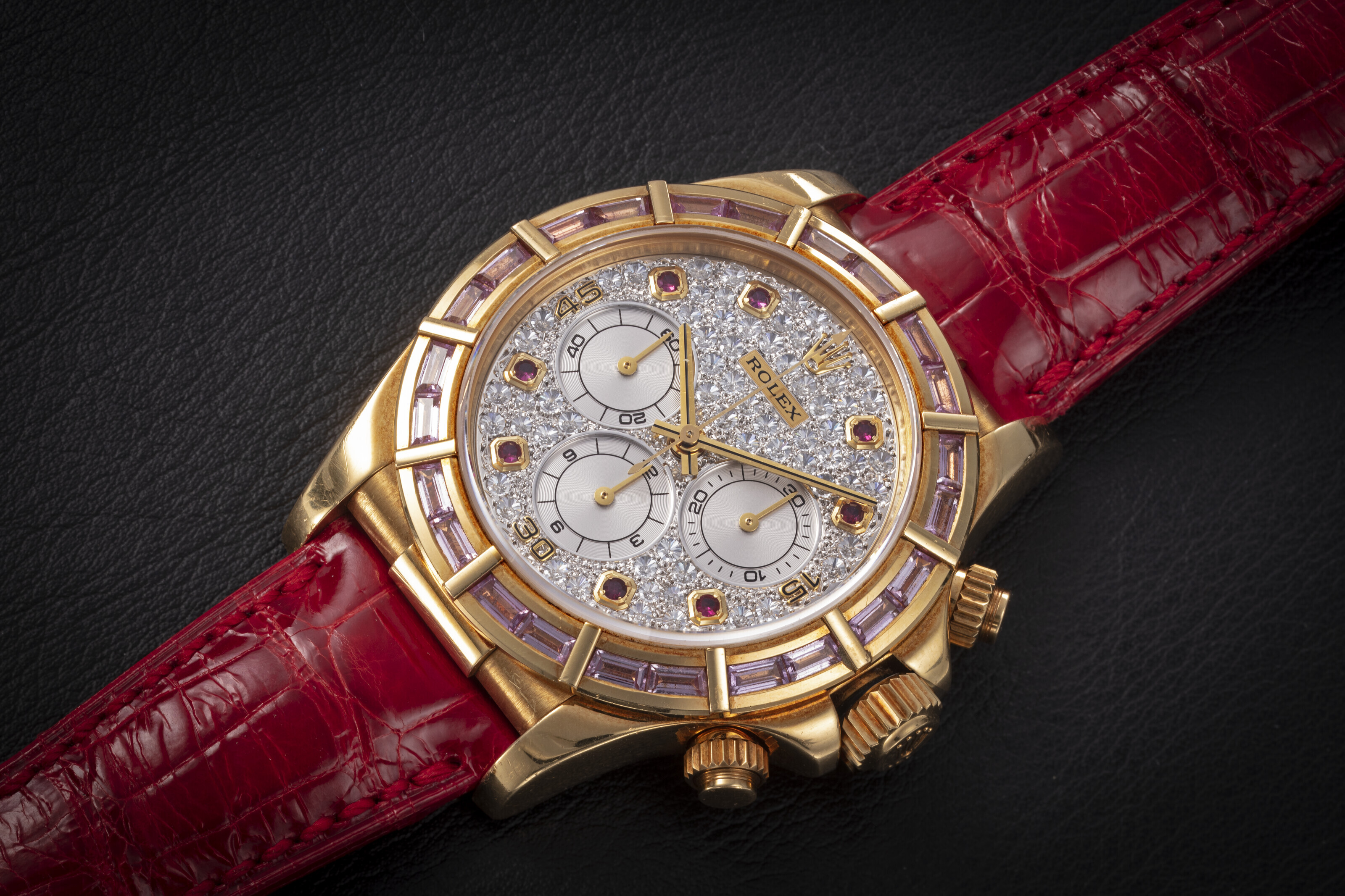 ROLEX, DAYTONA REF.16588, AN ATTRACTIVE GOLD CHRONOGRAPH WITH DIAMOND ...