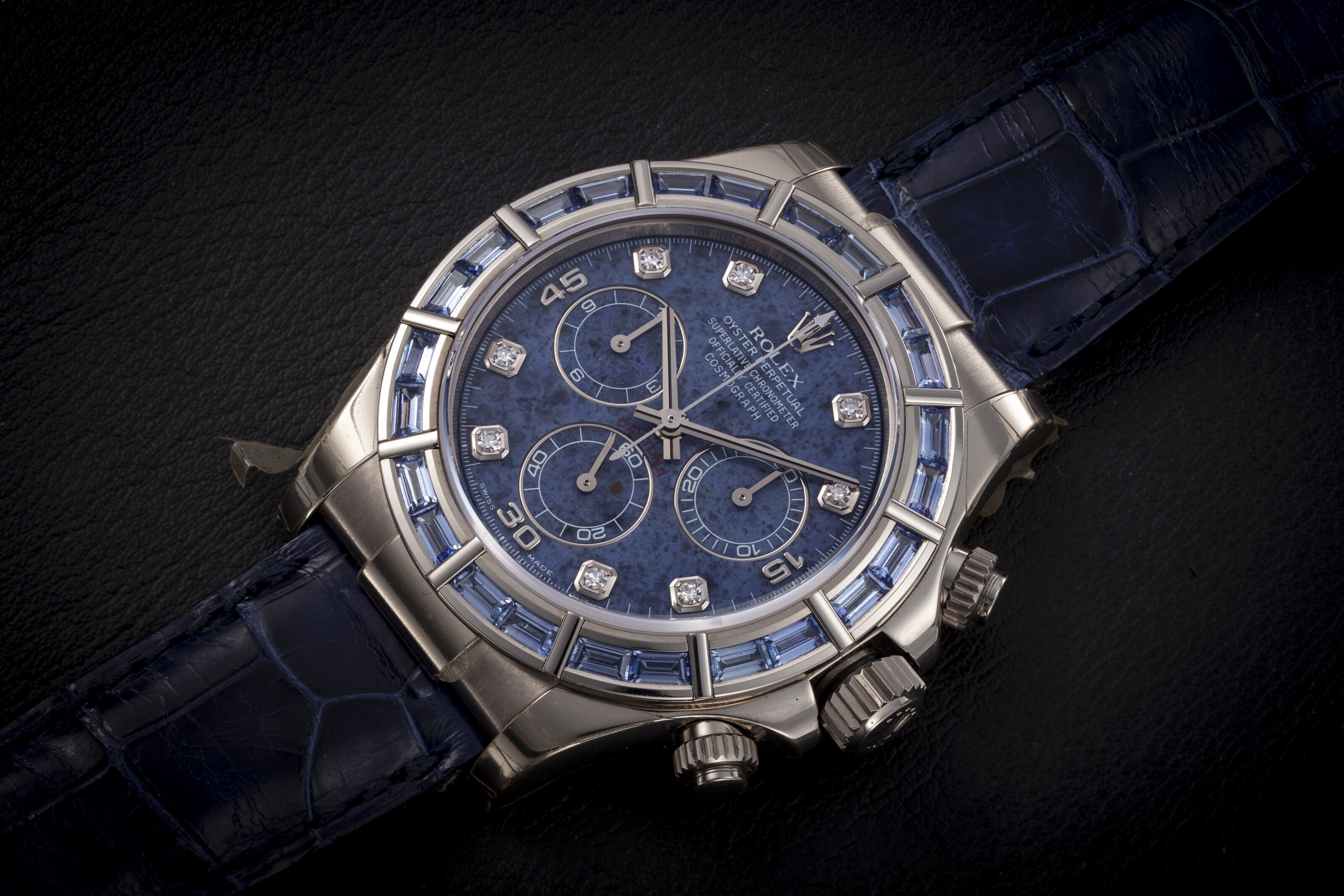 ROLEX, DAYTONA REF. 116589SACI, A GOLD CHRONOGRAPH WITH BLUE SAPPHIRE ...