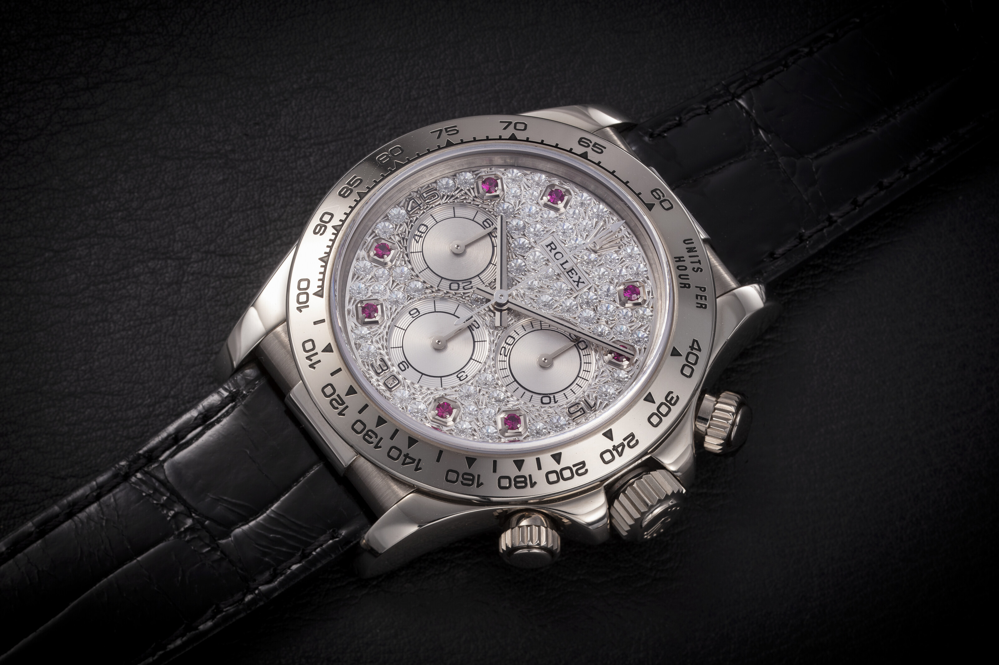 ROLEX, DAYTONA REF. 16519, A GOLD, DIAMOND, AND RUBY-SET AUTOMATIC ...