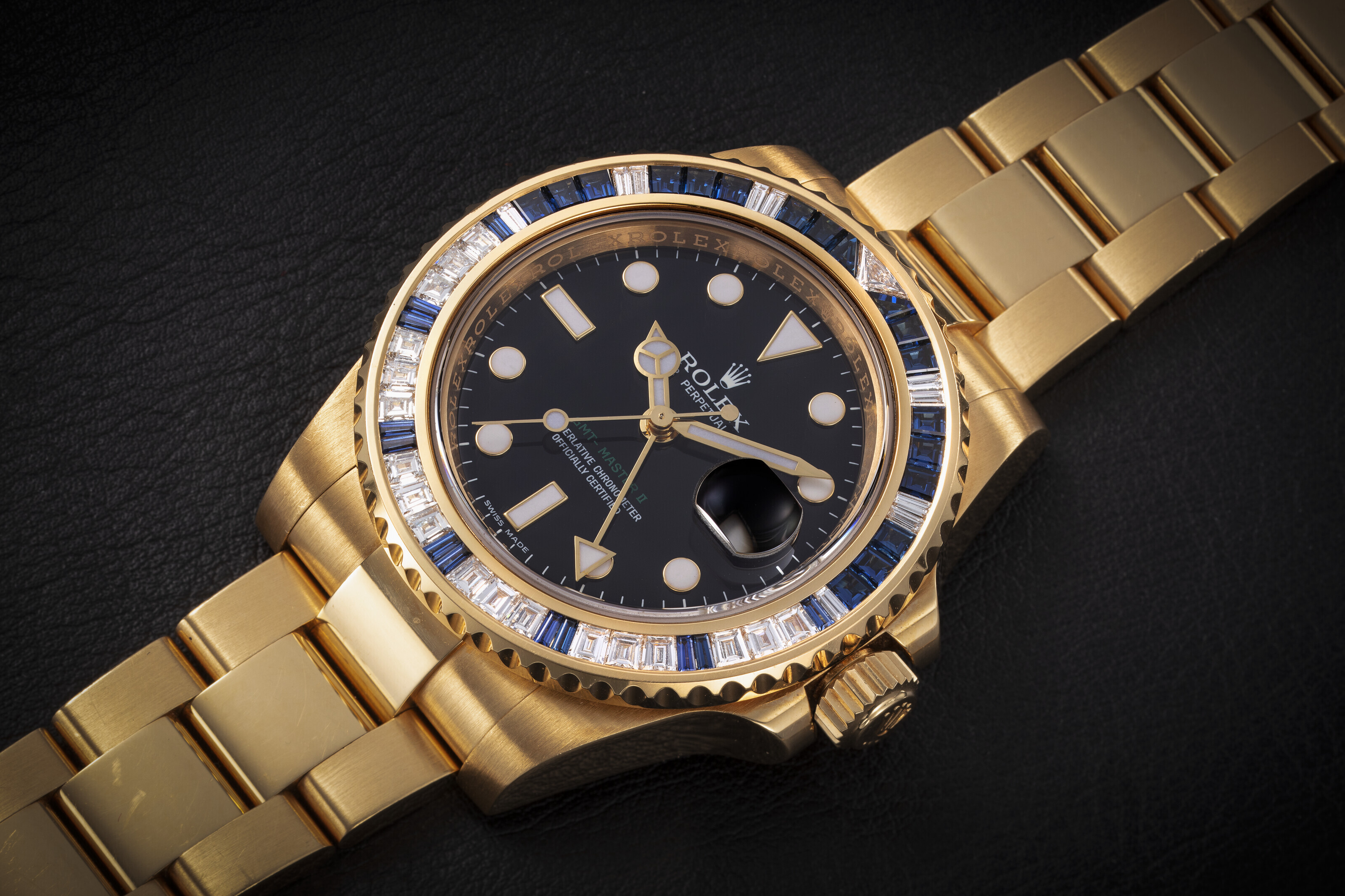 ROLEX, GMT-MASTER-II REF. 116748SA, A RARE GOLD DUAL TIME WRISWATCH ...