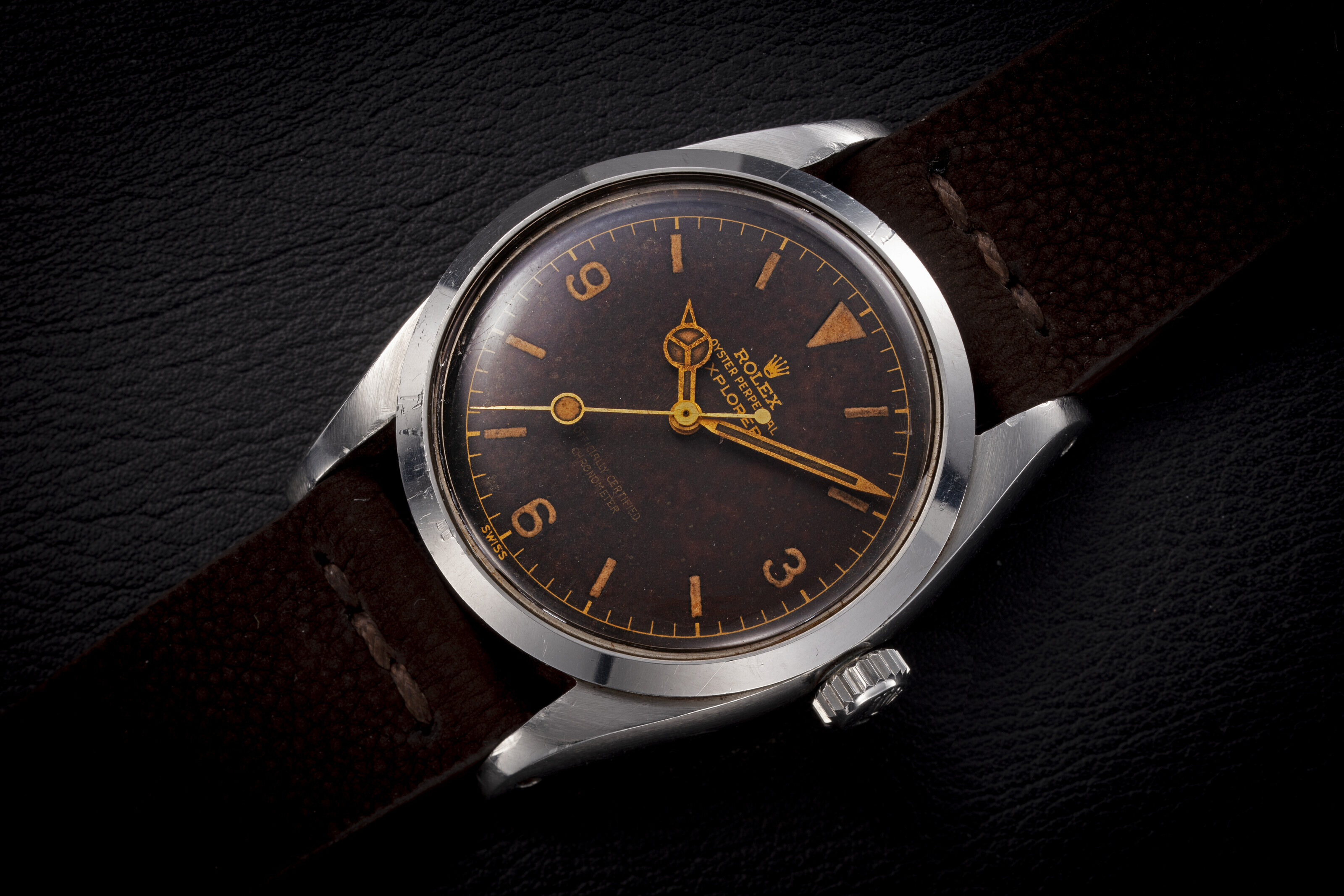 ROLEX, EXPLORER REF. 6610 ‘TROPICAL’, A STEEL AUTOMATIC WRISTWATCH ...