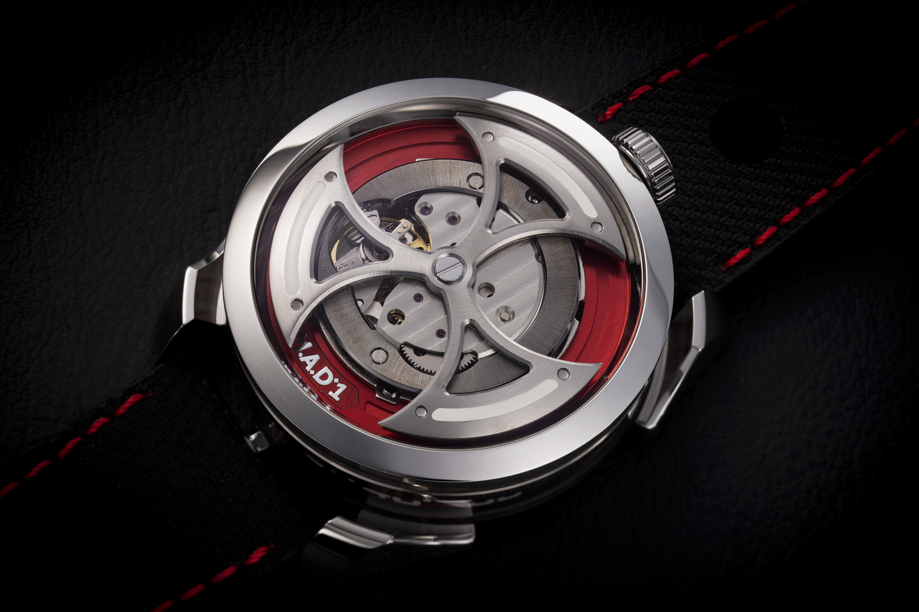 M.A.D. EDITION M.A.D. 1 RED, A STEEL AUTOMATIC WRISTWATCH WITH LATERAL ...