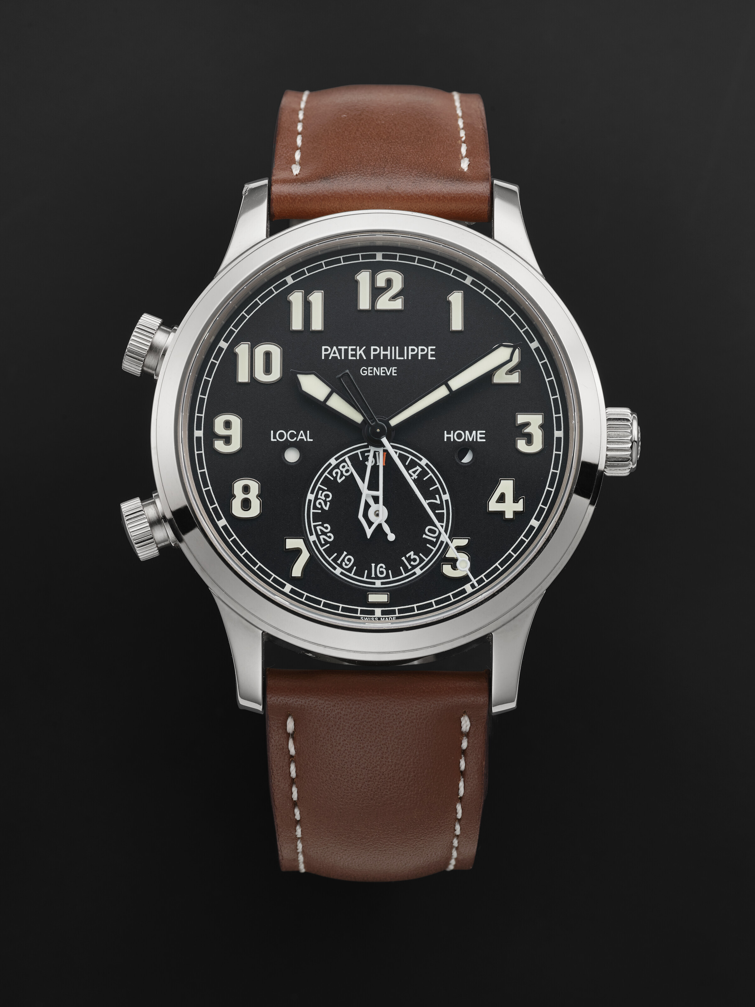 PATEK PHILIPPE, WHITE GOLD TRAVEL TIME 'CALATRAVA PILOT', REF. 5524G ...