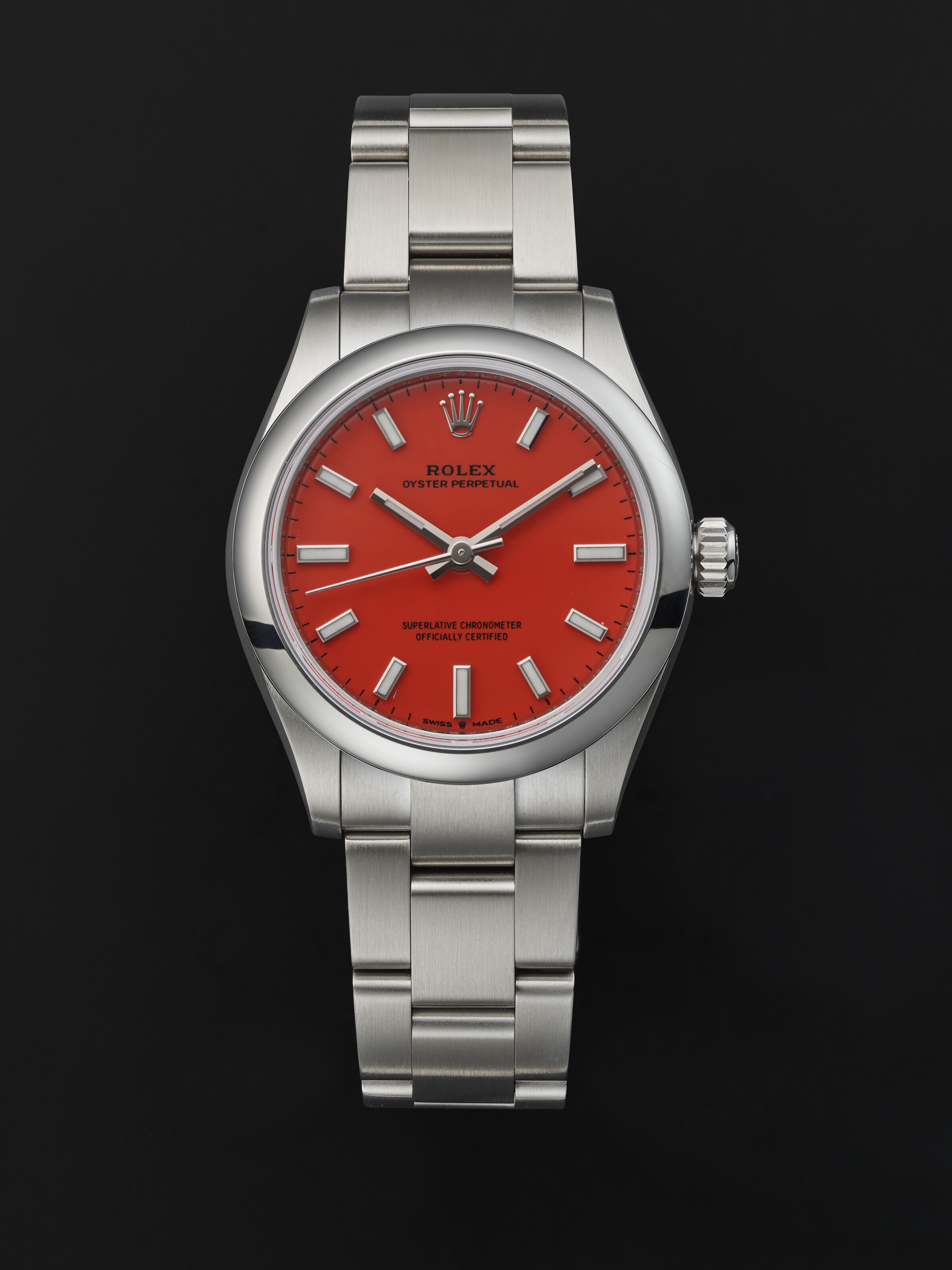 ROLEX, STEEL CORAL RED 'OYSTER PERPETUAL', REF. 277200, | Christie’s