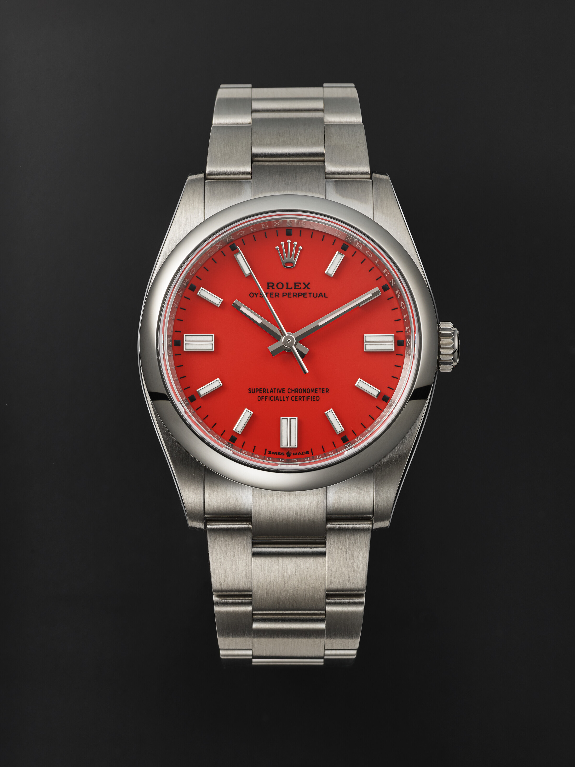 ROLEX, STEEL 'OYSTER PERPETUAL' RED CORAL, REF. 126000, | Christie’s