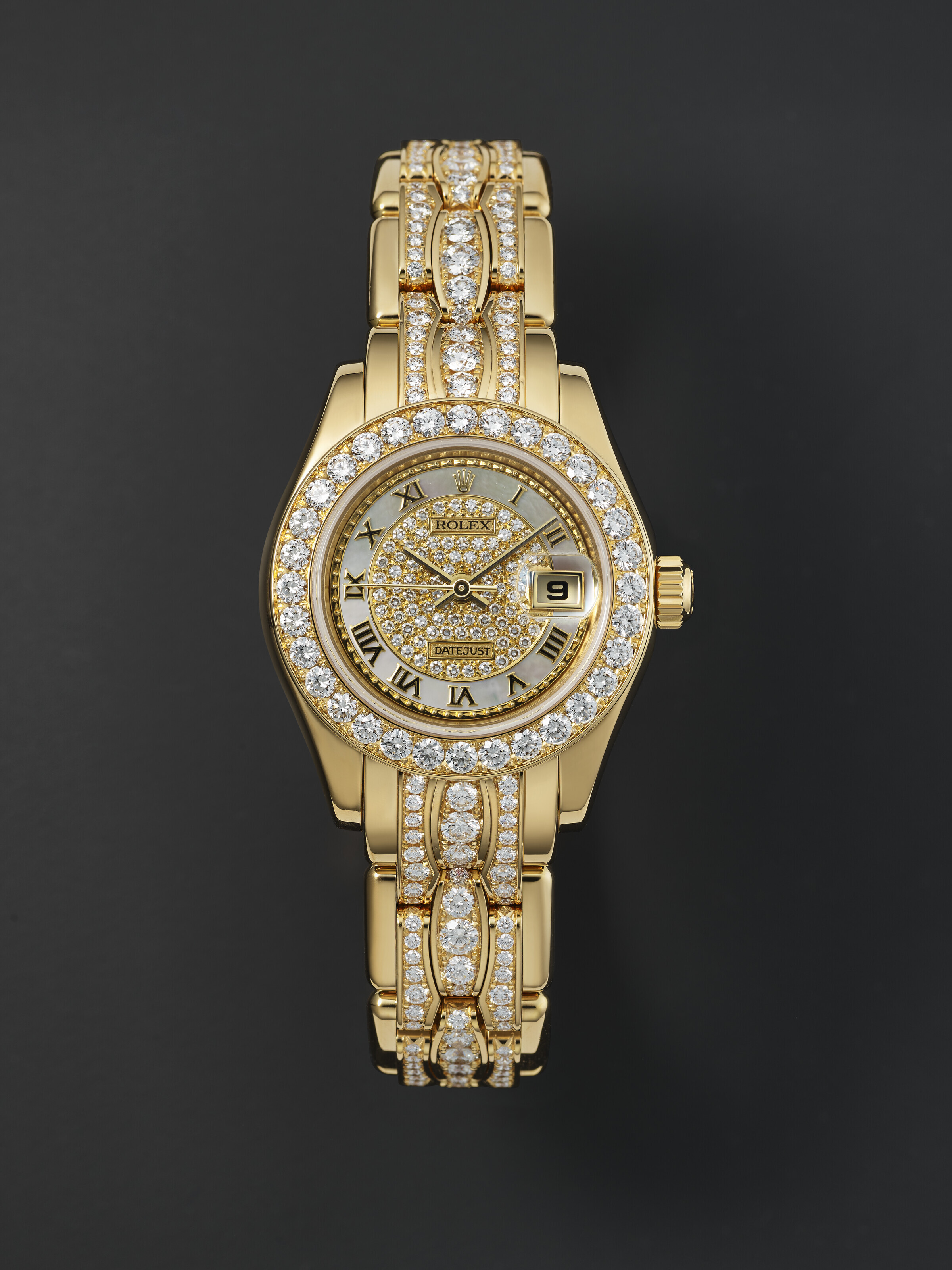 ROLEX, YELLOW GOLD AND DIAMOND-SET LADY'S DATEJUST, REF. 80298 ...