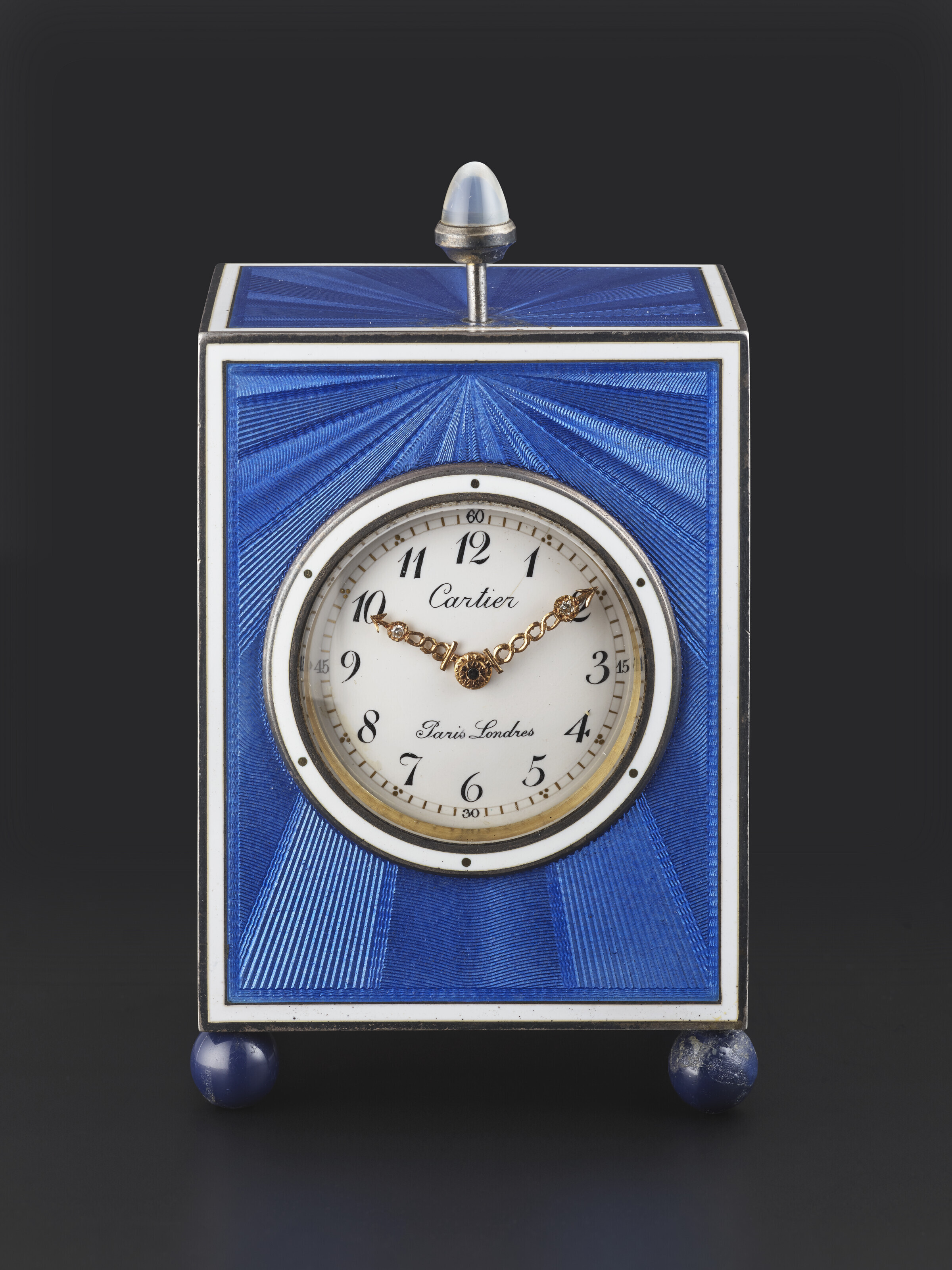 CARTIER, SILVER AND ENAMEL MINUTE REPEATING DESK CLOCK, | Christie’s