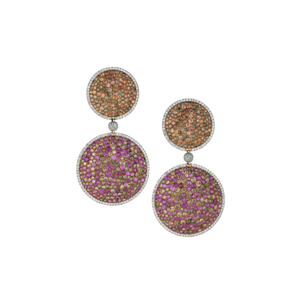JAR MULTI-GEM 'DISC' PENDENT EARRINGS | Christie's