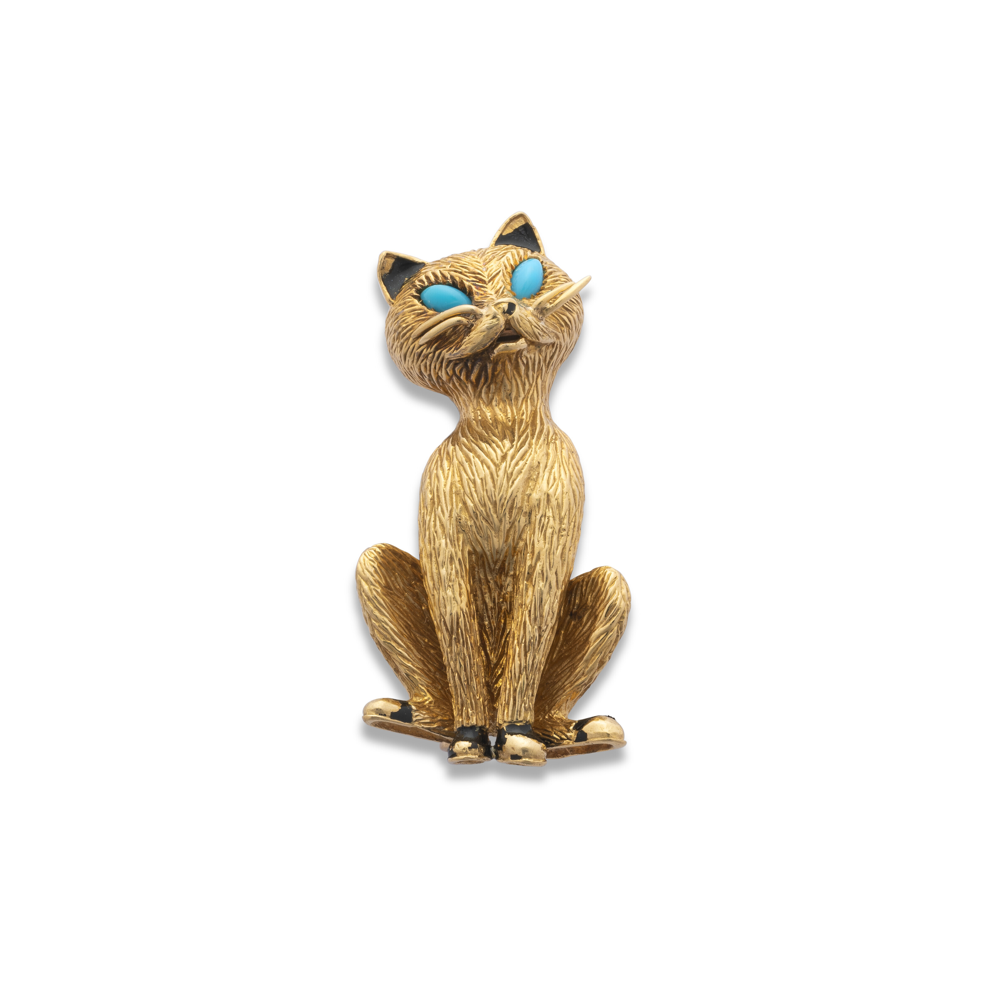 CARTIER TURQUOISE, ENAMEL AND GOLD CAT BROOCH, | Christie’s