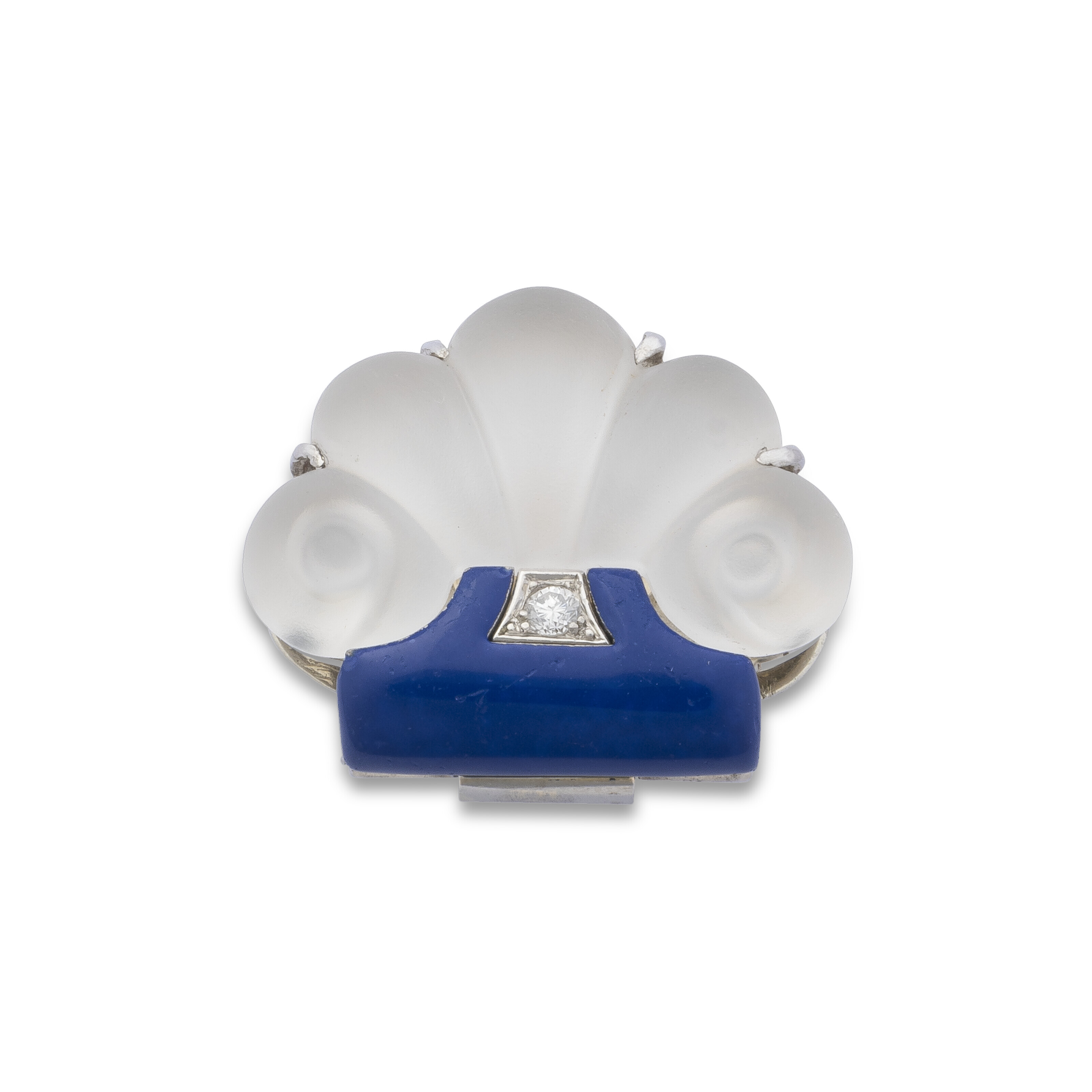 CARTIER ROCK CRYSTAL, ENAMEL AND DIAMOND CLIP BROOCH, | Christie’s