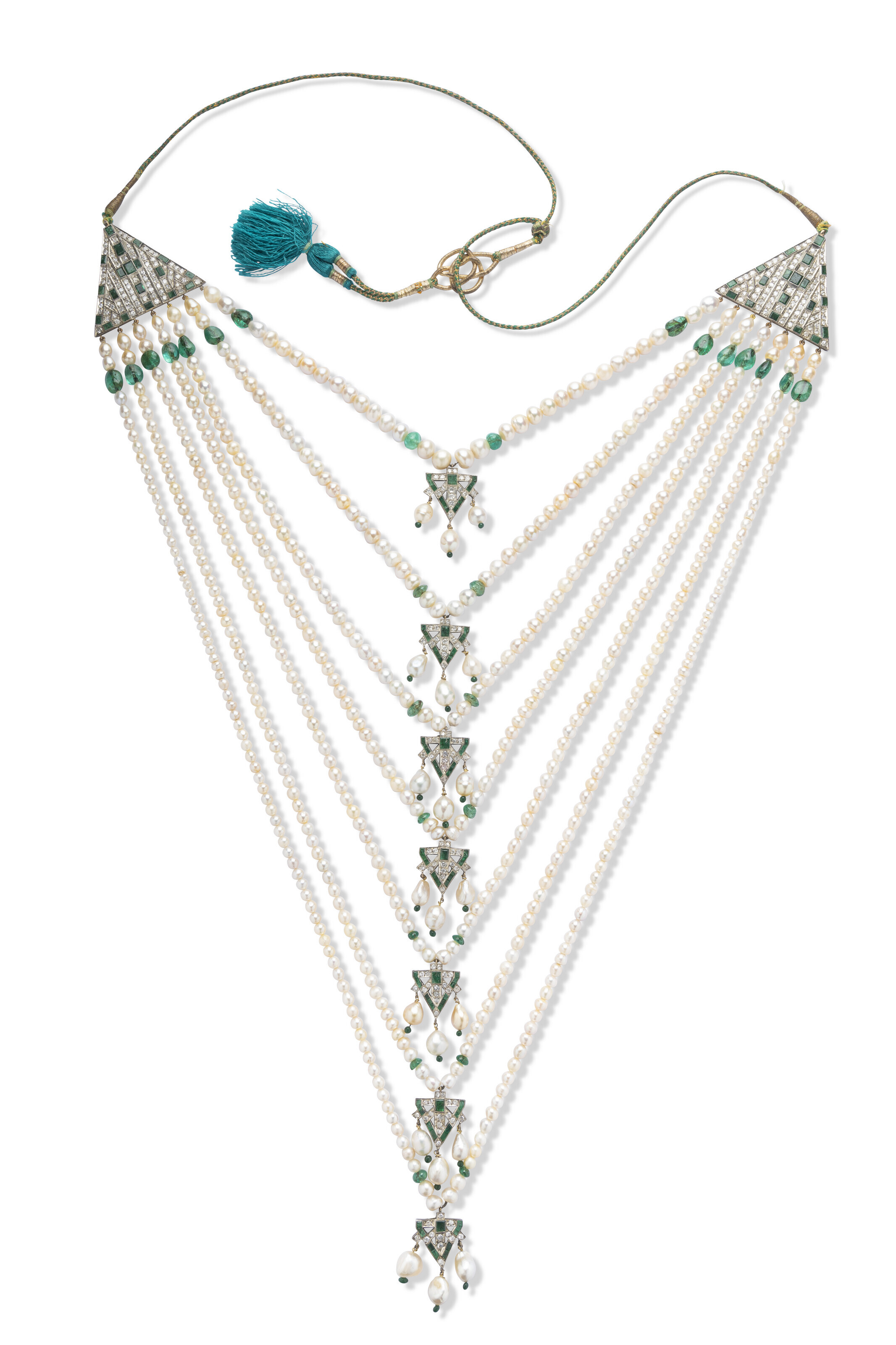 ART DECO PEARL, EMERALD AND DIAMOND 'SAT LARA HAR' NECKLACE, | Christie’s