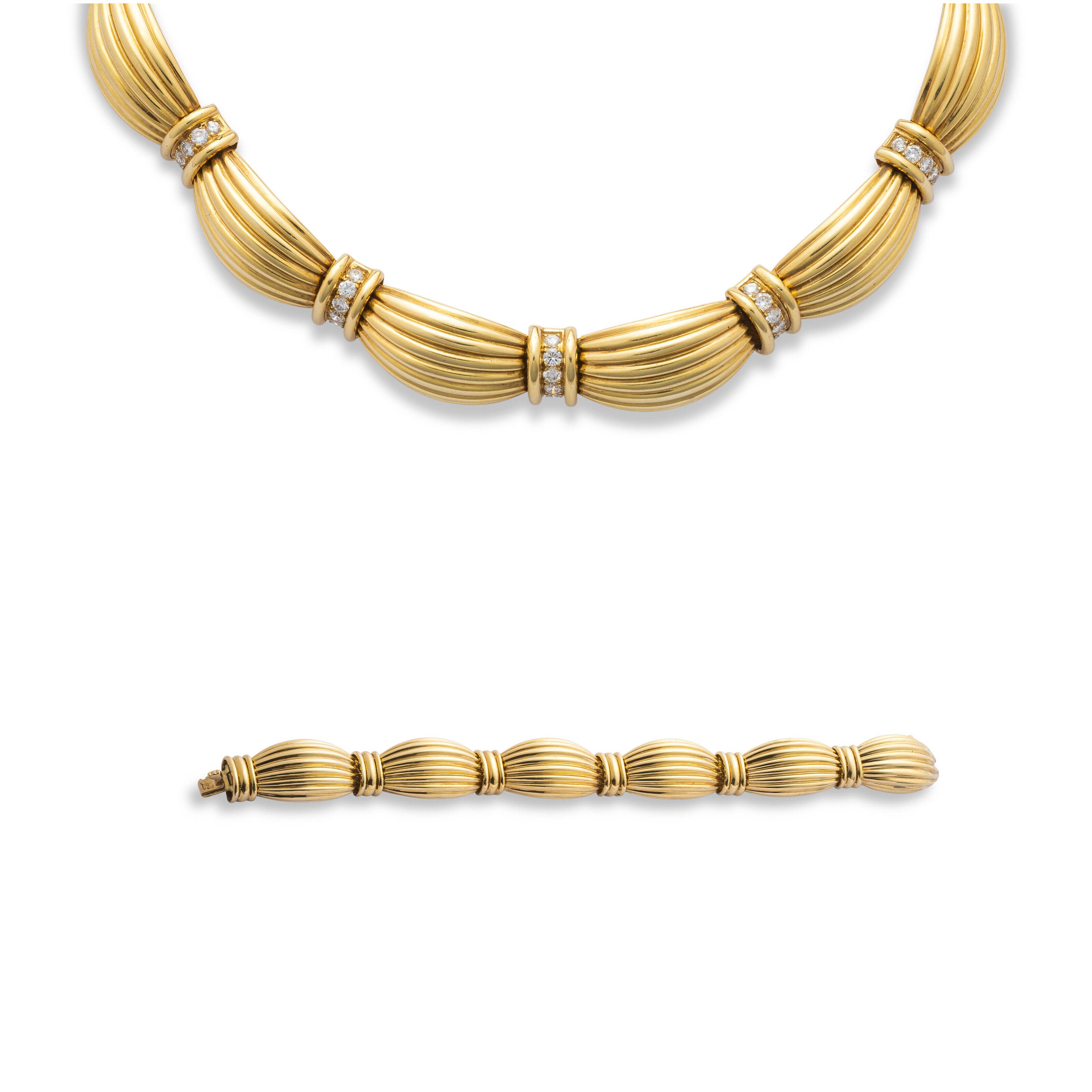 O. J. PERRIN DIAMOND AND GOLD NECKLACE AND BRACELET SET, | Christie’s