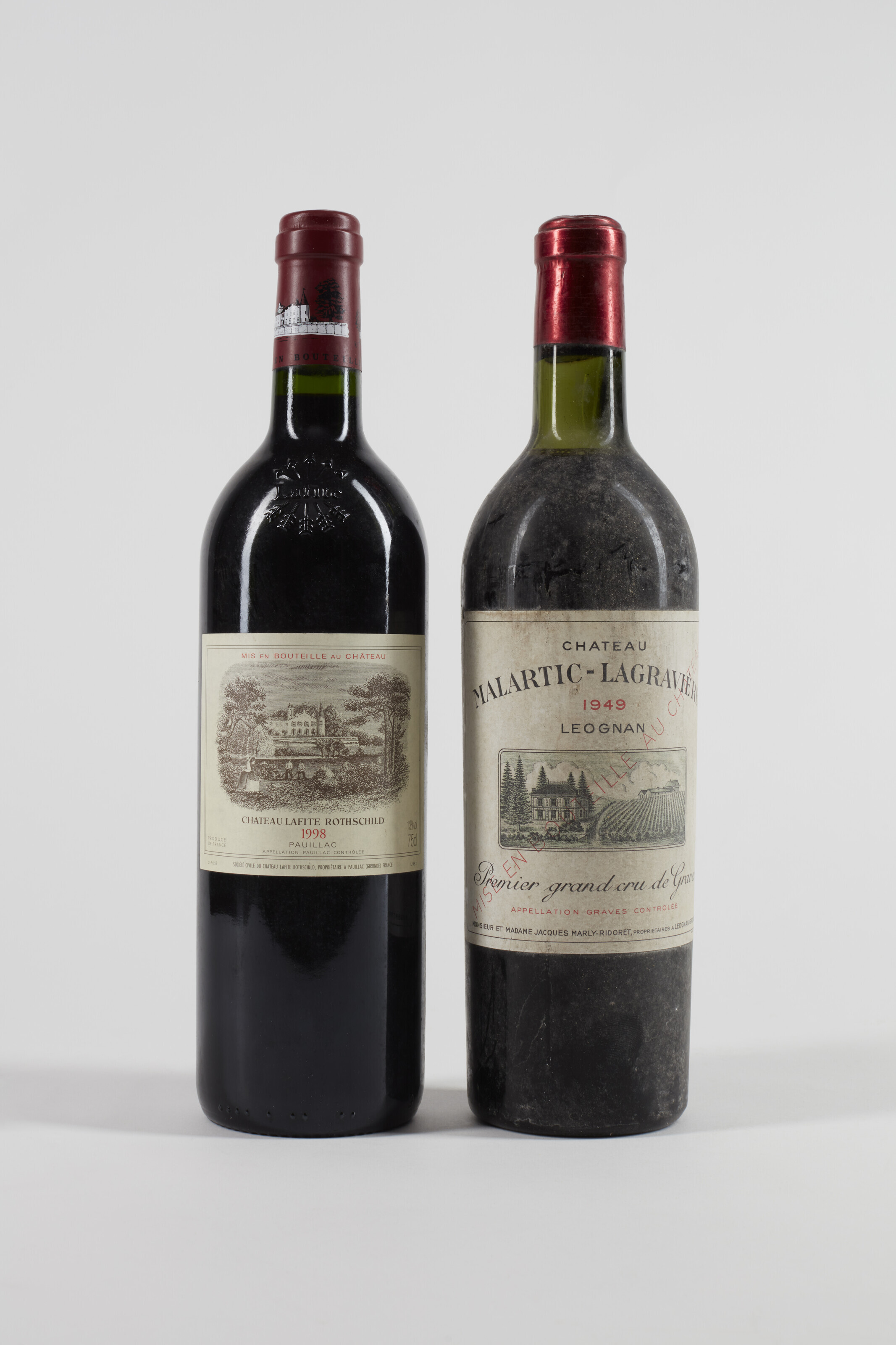 Mixed Malartic-Lagravière and Lafite Rothschild, Château Malartic-Lagravière 1949Dusty bin ...