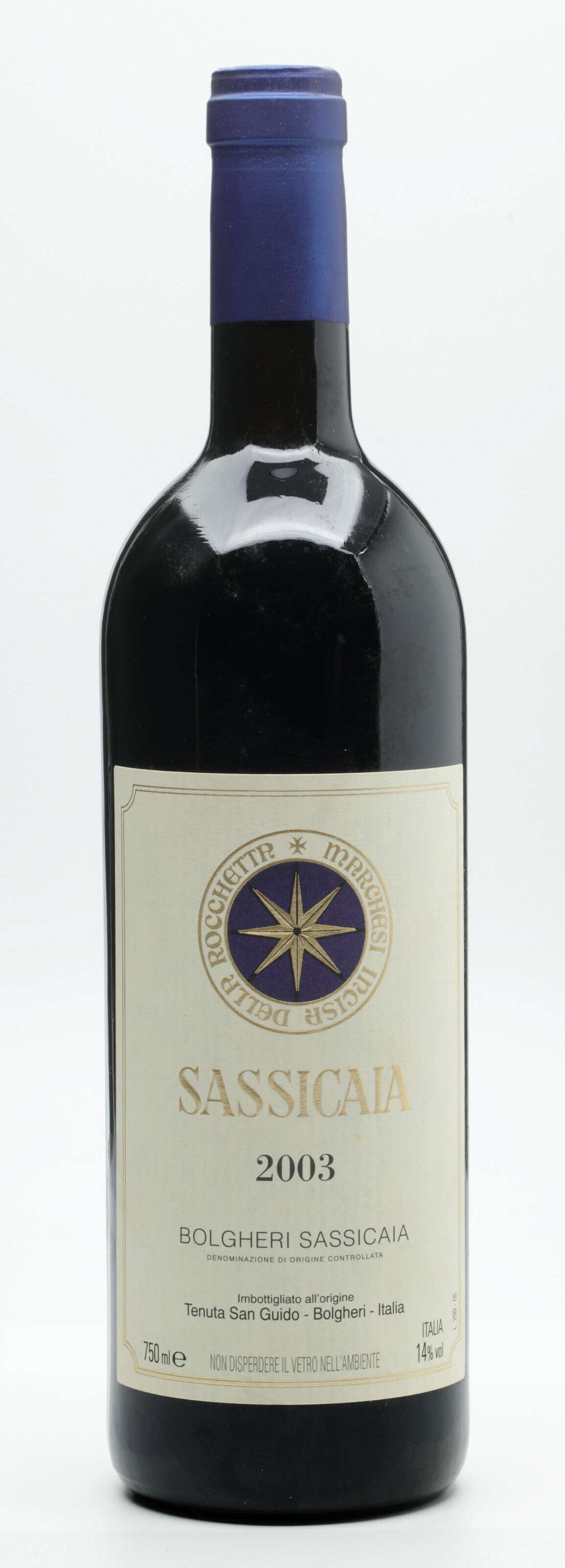 Sassicaia 2003, TuscanyTwo slightly bin-soiled labels | Christie’s