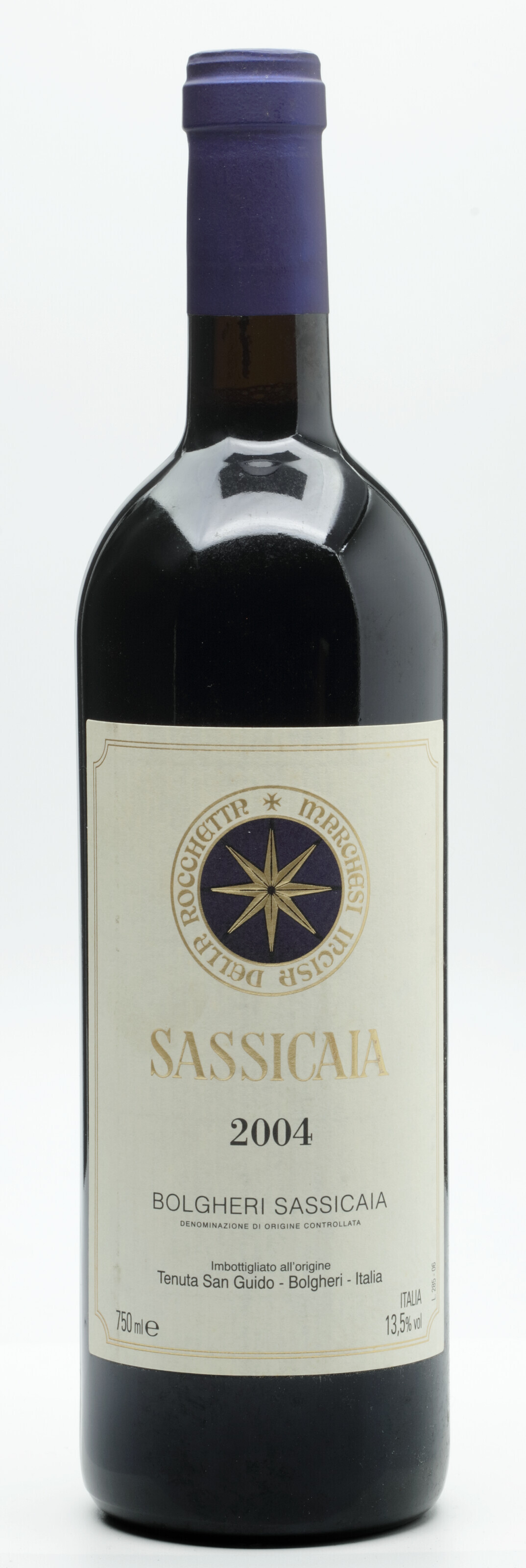 Sassicaia 2004, TuscanySlightly bin-soiled labels. Levels: base of neck ...